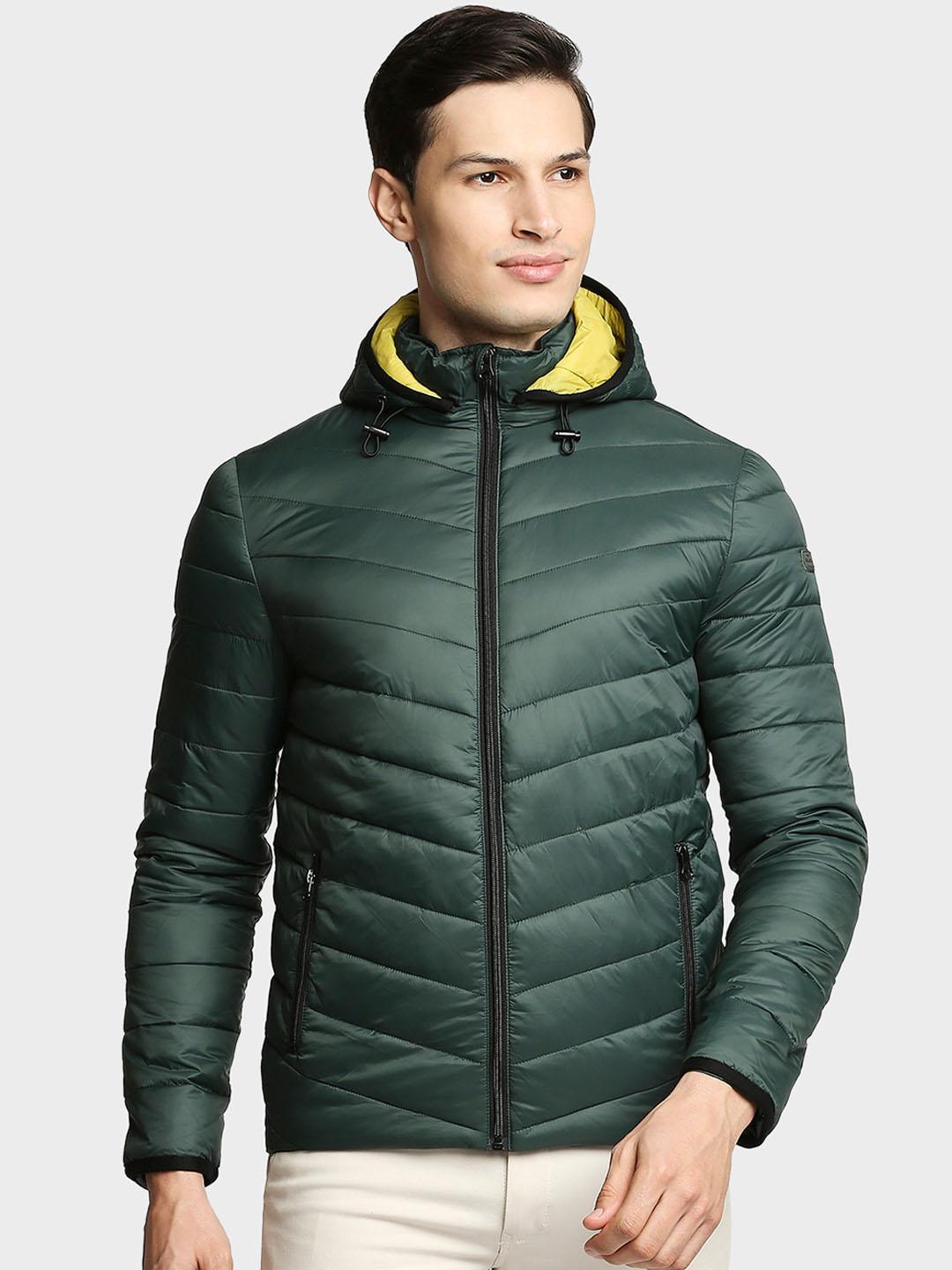 Buy ColorPlus Men Green Longline Padded Jacket With Patchwork - Jackets ...