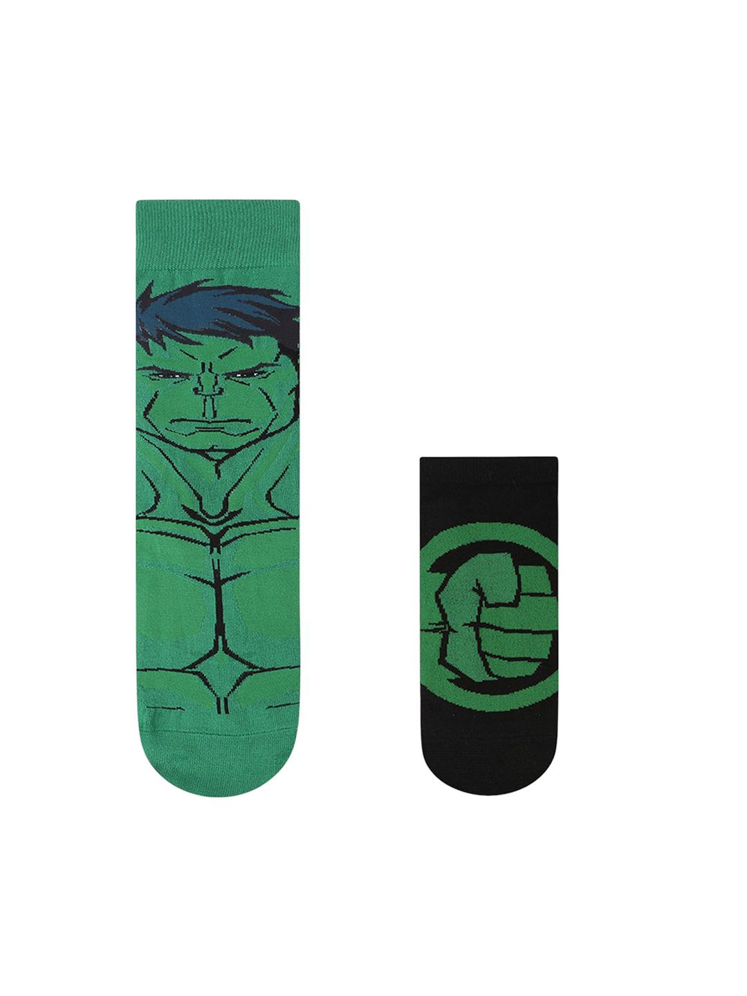 Buy Balenzia X Marvel Men Pack Of 2 Green & Black Hulk Printed Ankle ...