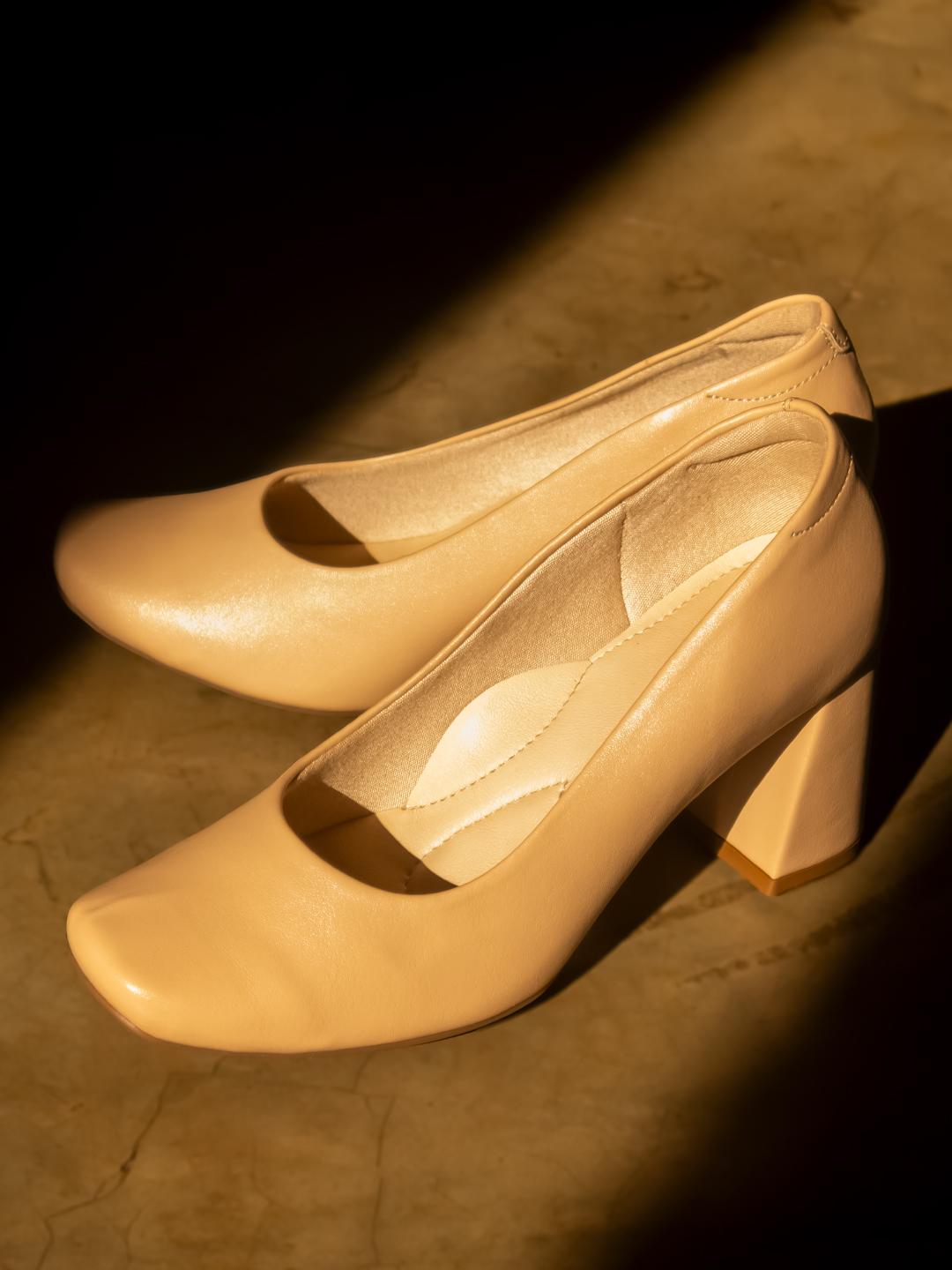 Buy Inc 5 Beige Work Block Pump Heels - Heels for Women 19978898 | Myntra