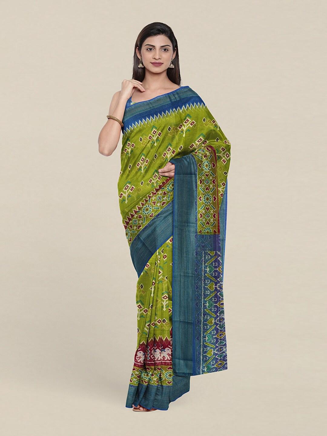 Buy Pothys Green & Gold Toned Ethnic Motifs Zari Saree - Sarees for ...