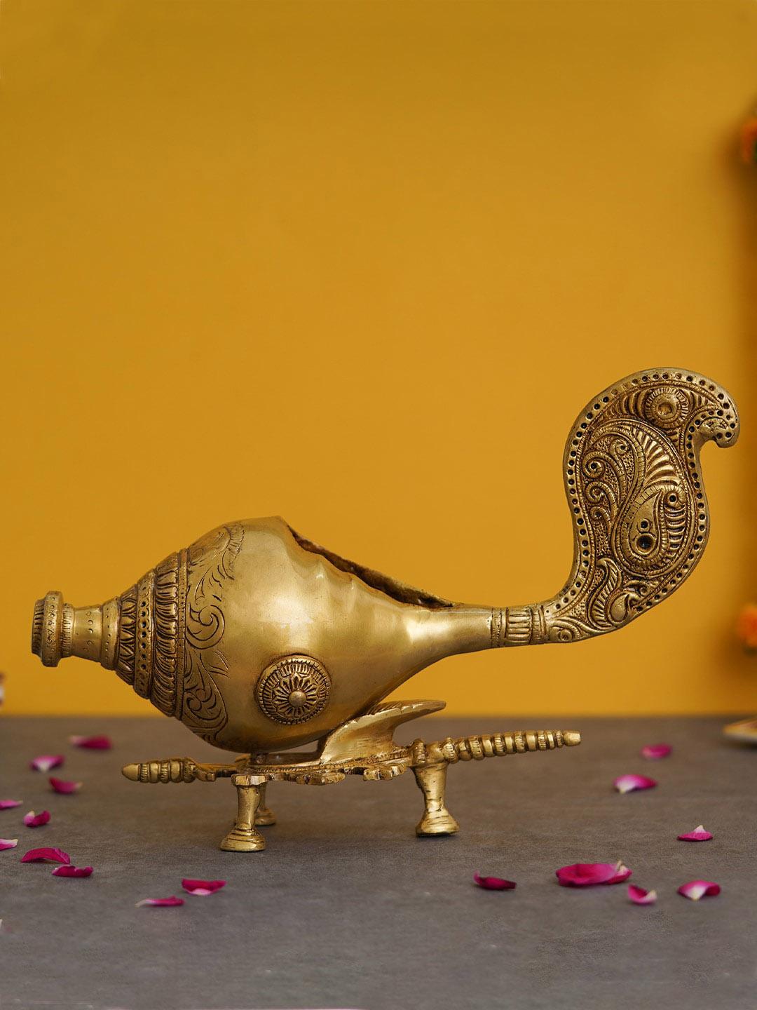 Buy ECraftIndia Gold Toned Shankh Stand Decorative Showpiece ...