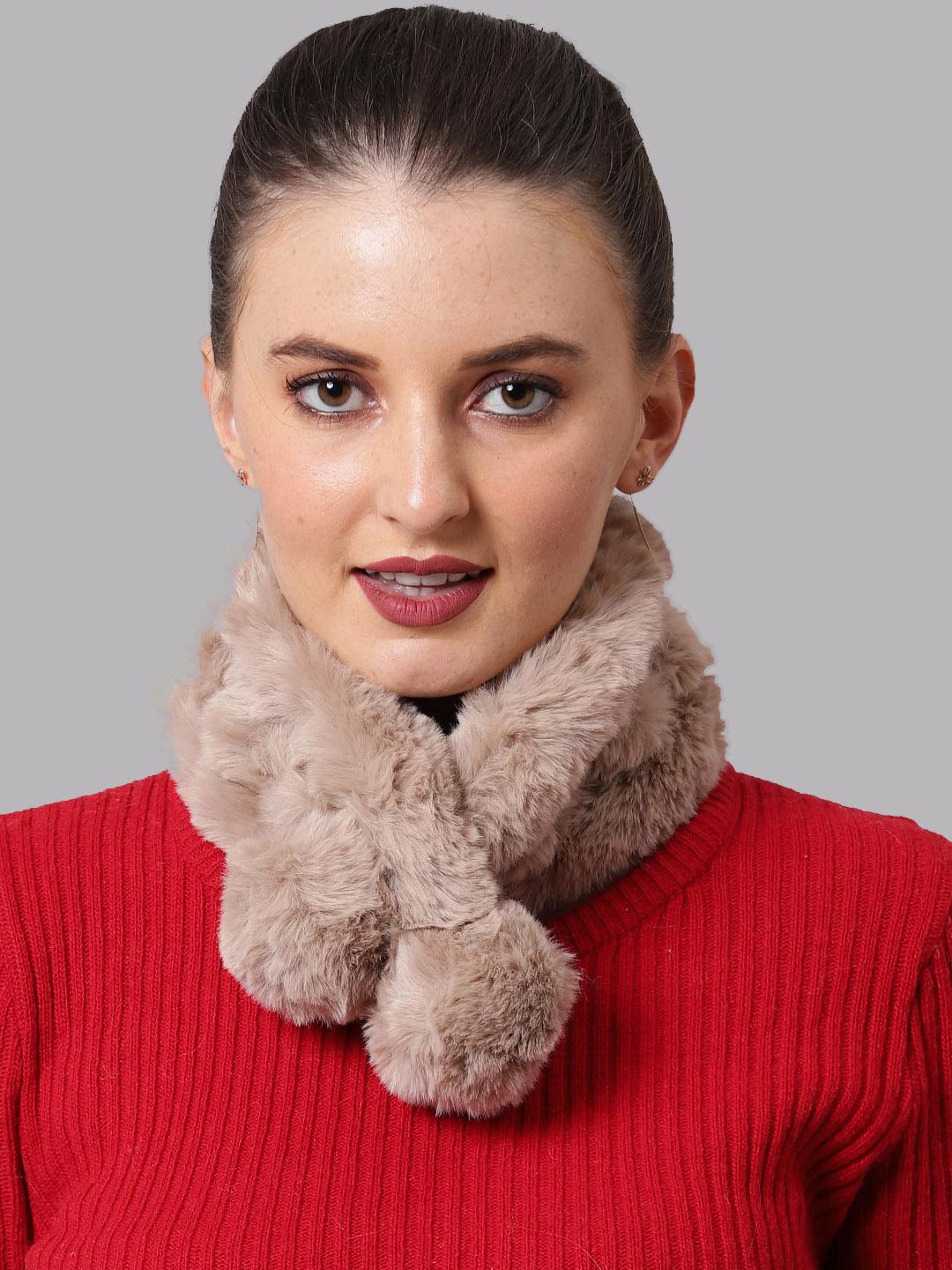 Buy ELLIS Women Brown Solid Fur Wrap Collar Mufflers - Mufflers for ...