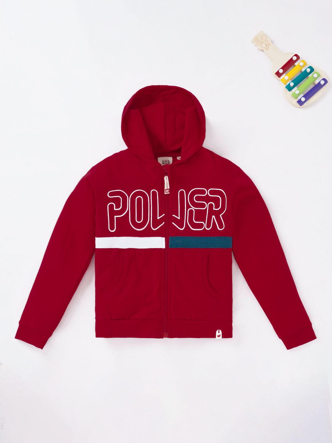 Buy Ed A Mamma Boys Red Open Front Hooded Cotton Jacket - Jackets for ...