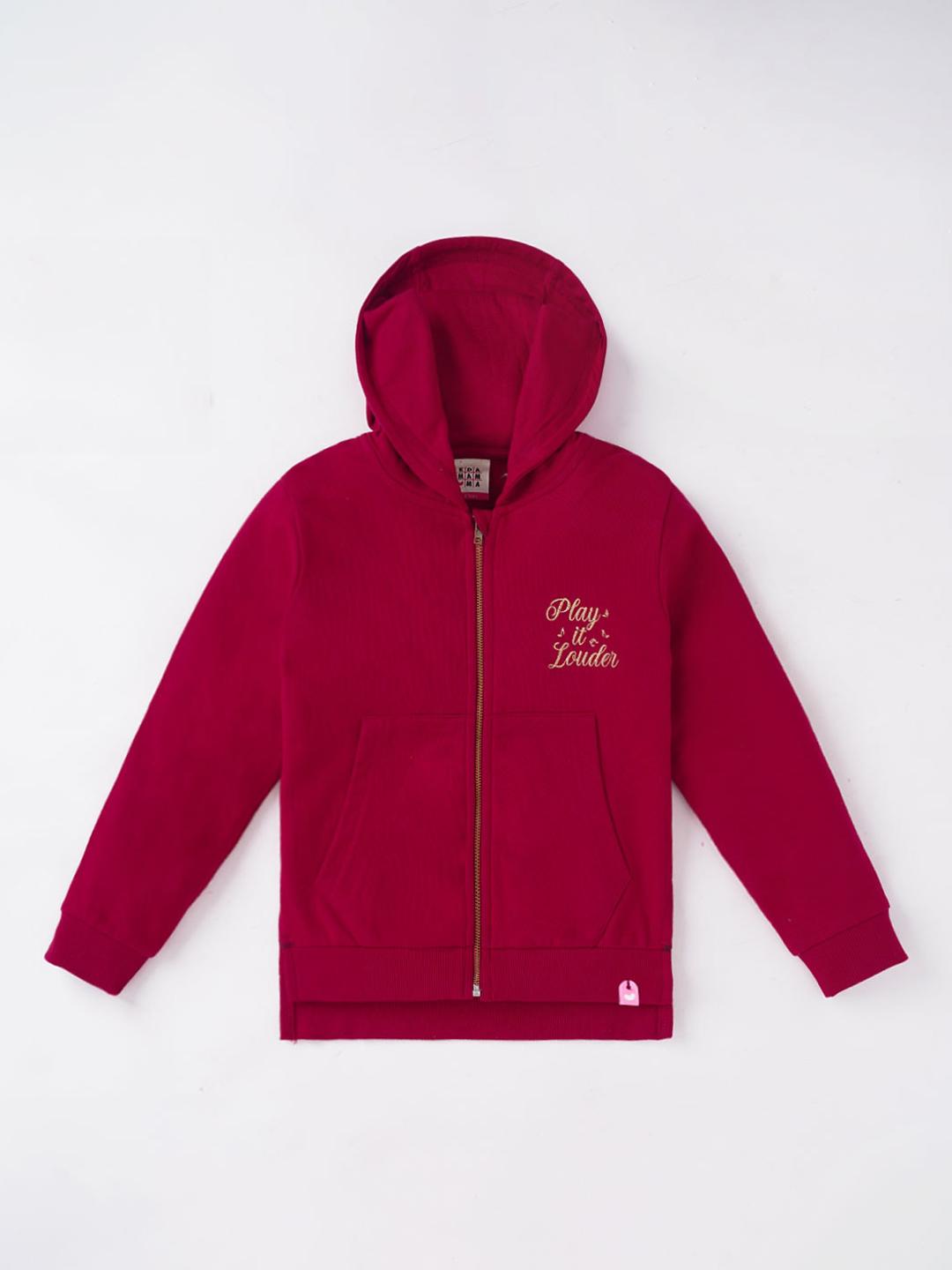 Buy Ed A Mamma Girls Maroon Open Front Jacket - Jackets for Girls ...