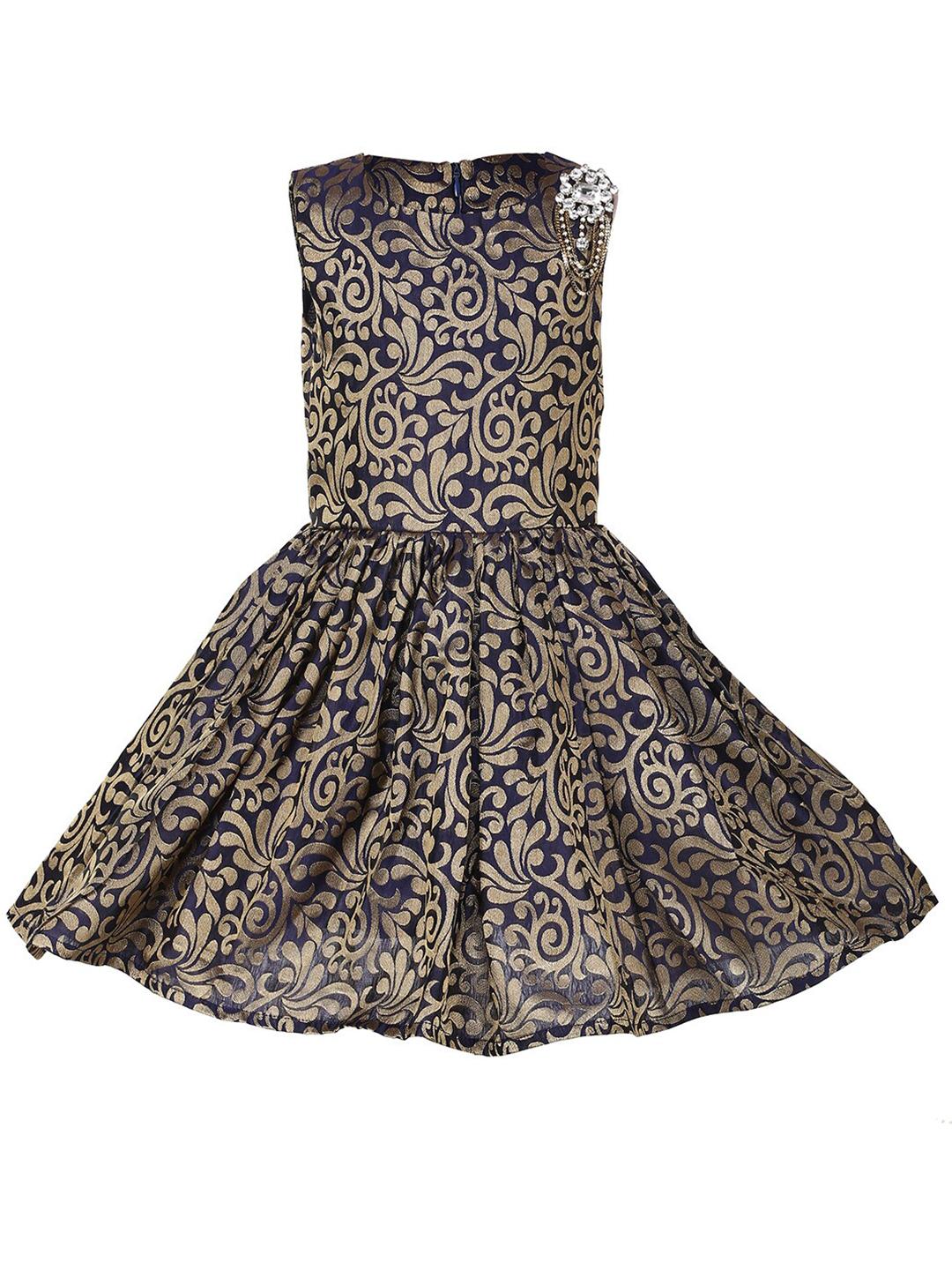 Buy Samsara Couture Girls Black & Beige Ethnic Motifs Net Dress ...