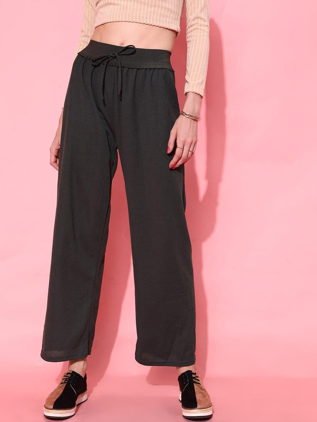Buy STREET 9 BASICS Women Classy Black Solid Trousers - Trousers for ...