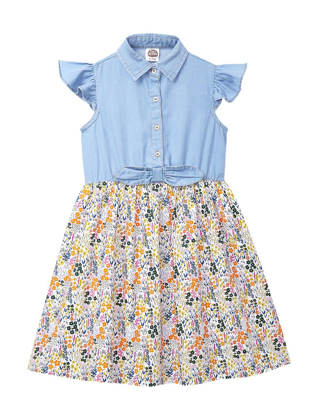 Buy Cub McPaws Girls Floral Printed Denim Dress - Dresses for Girls ...