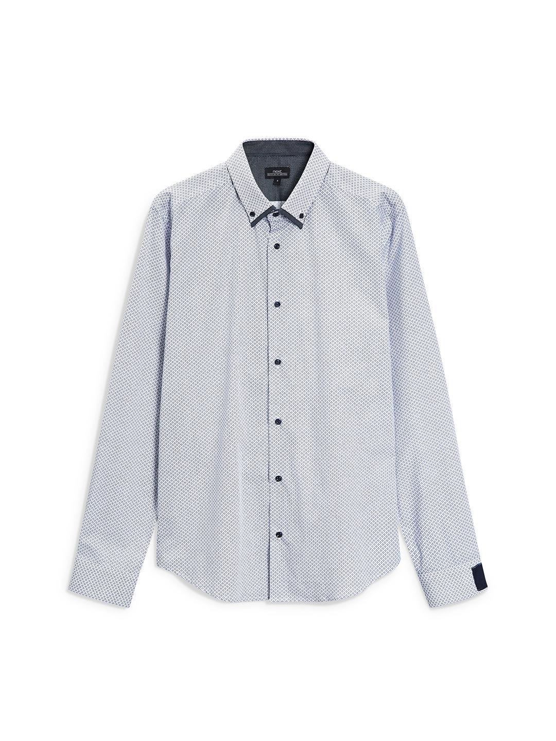 Buy Next Men White & Navy Blue Regular Fit Printed Casual Shirt ...