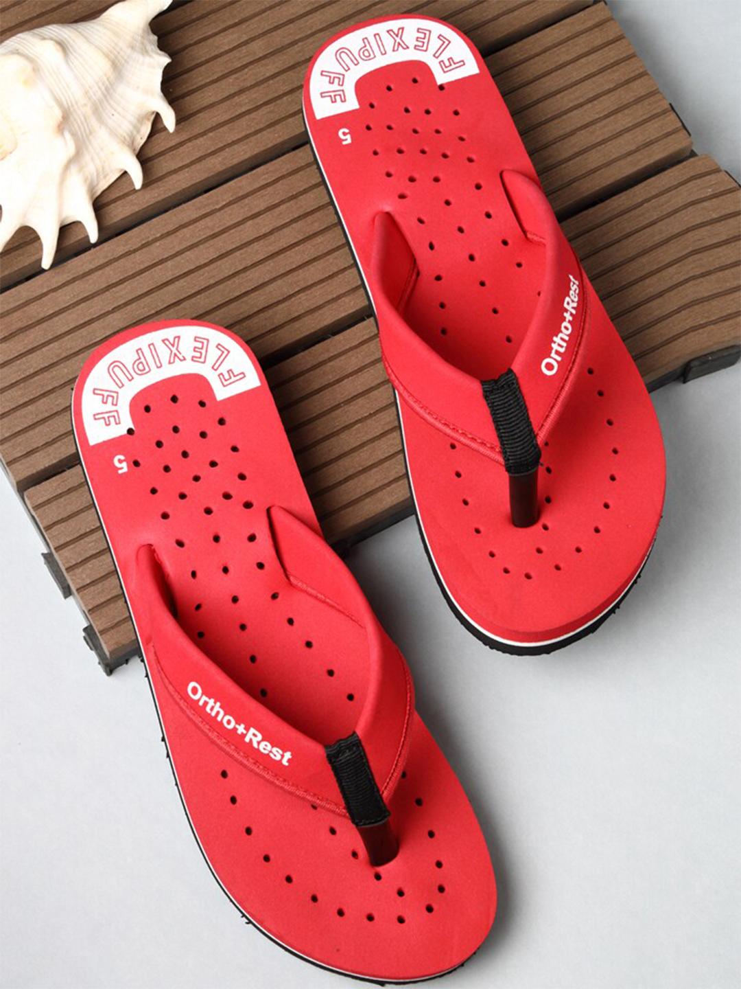 Buy Ortho Rest Women Red & White Thong Flip Flops - Flip Flops for ...