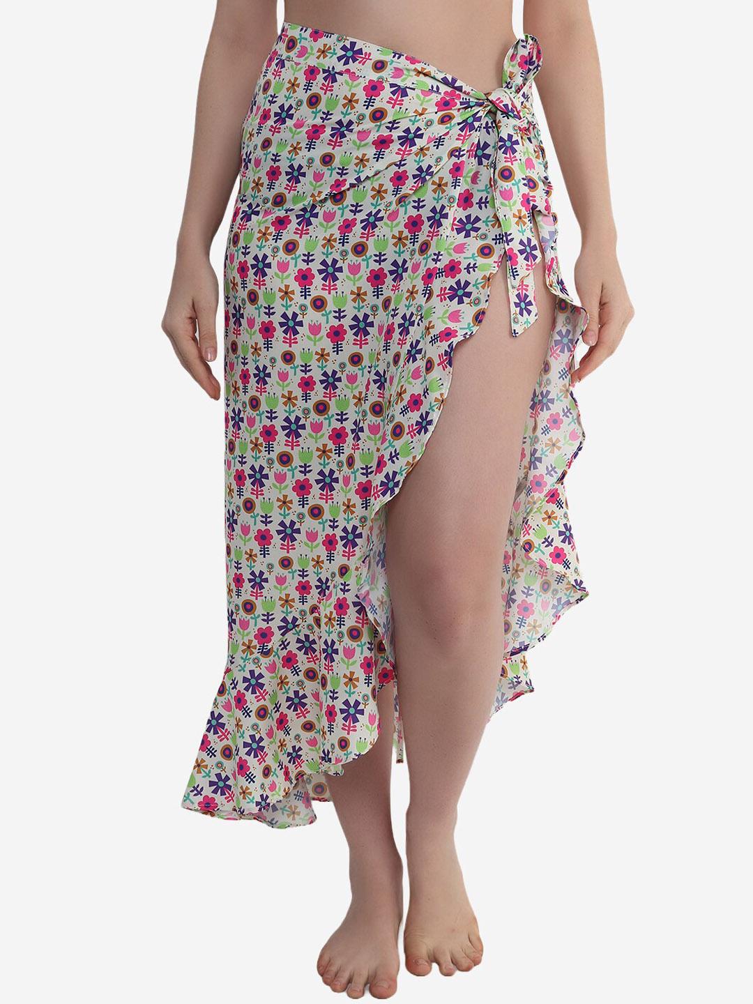 Buy Beau Design Women White Printed Wrap Around Sarong - Swimwear for ...