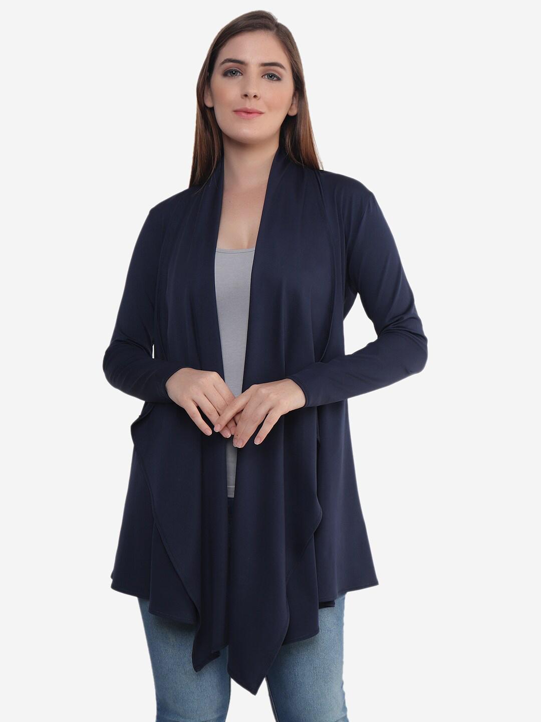 Buy Beau Design Women Navy Blue Open Front Shrug - Shrug for Women ...