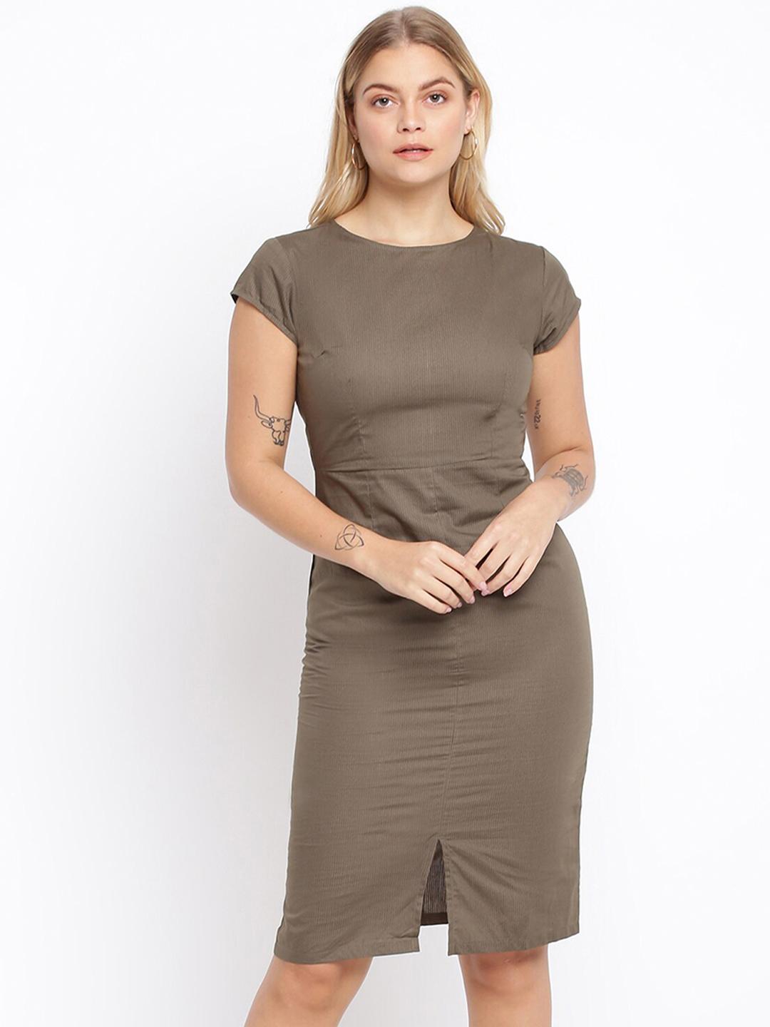 Buy Abof Women Olive Green Sheath Dress - Dresses for Women 20082644 ...