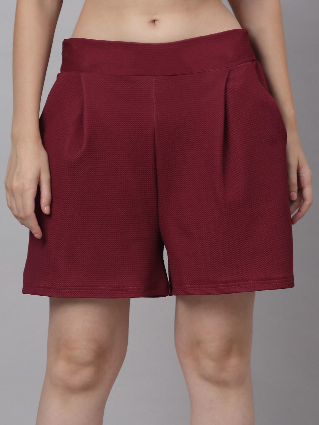 Buy NEUDIS Women Maroon Solid Shorts - Shorts for Women 20090486 | Myntra