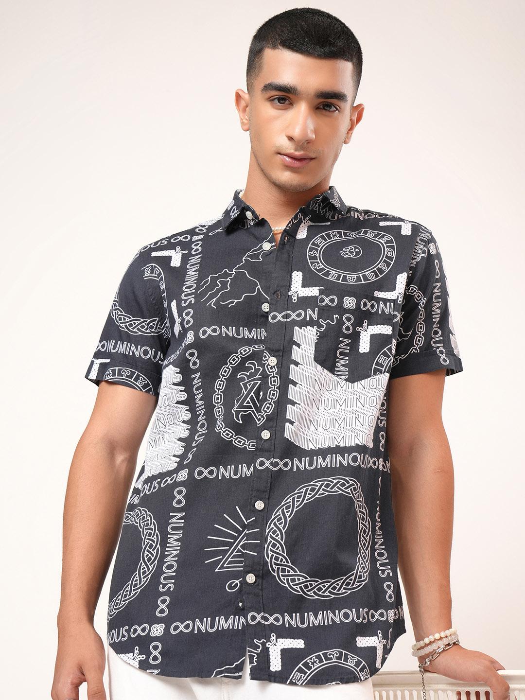 Buy HIGHLANDER Men Grey Slim Fit Printed Casual Shirt - Shirts for Men ...