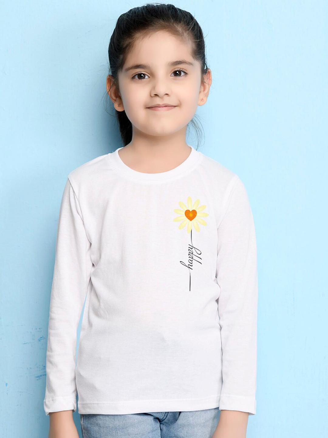 Buy NUSYL Girls White Graphic Printed Long Sleeves T Shirt - Tshirts ...