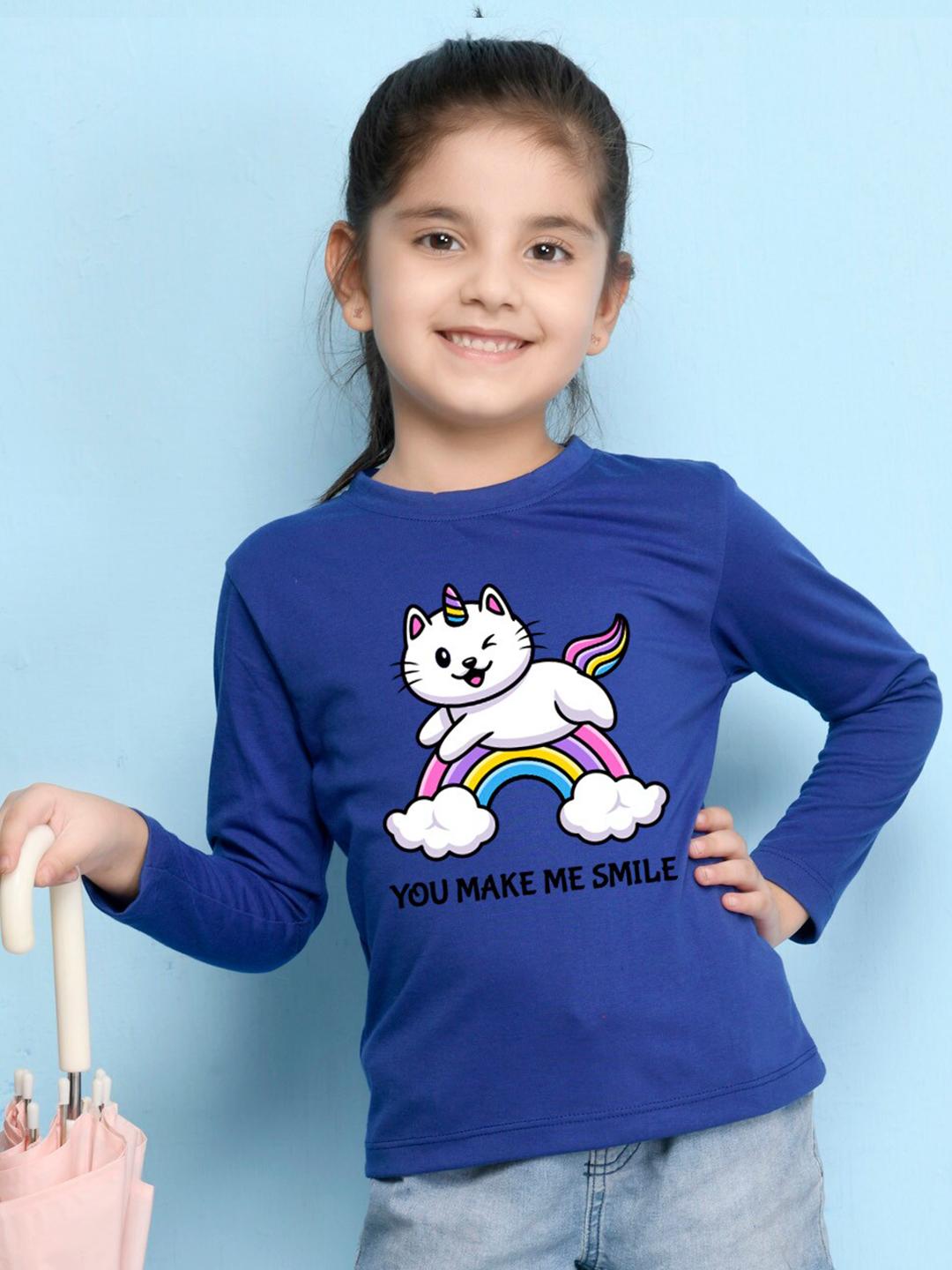 Buy NUSYL Girls Blue Printed T Shirt - Tshirts for Girls 20125268 | Myntra