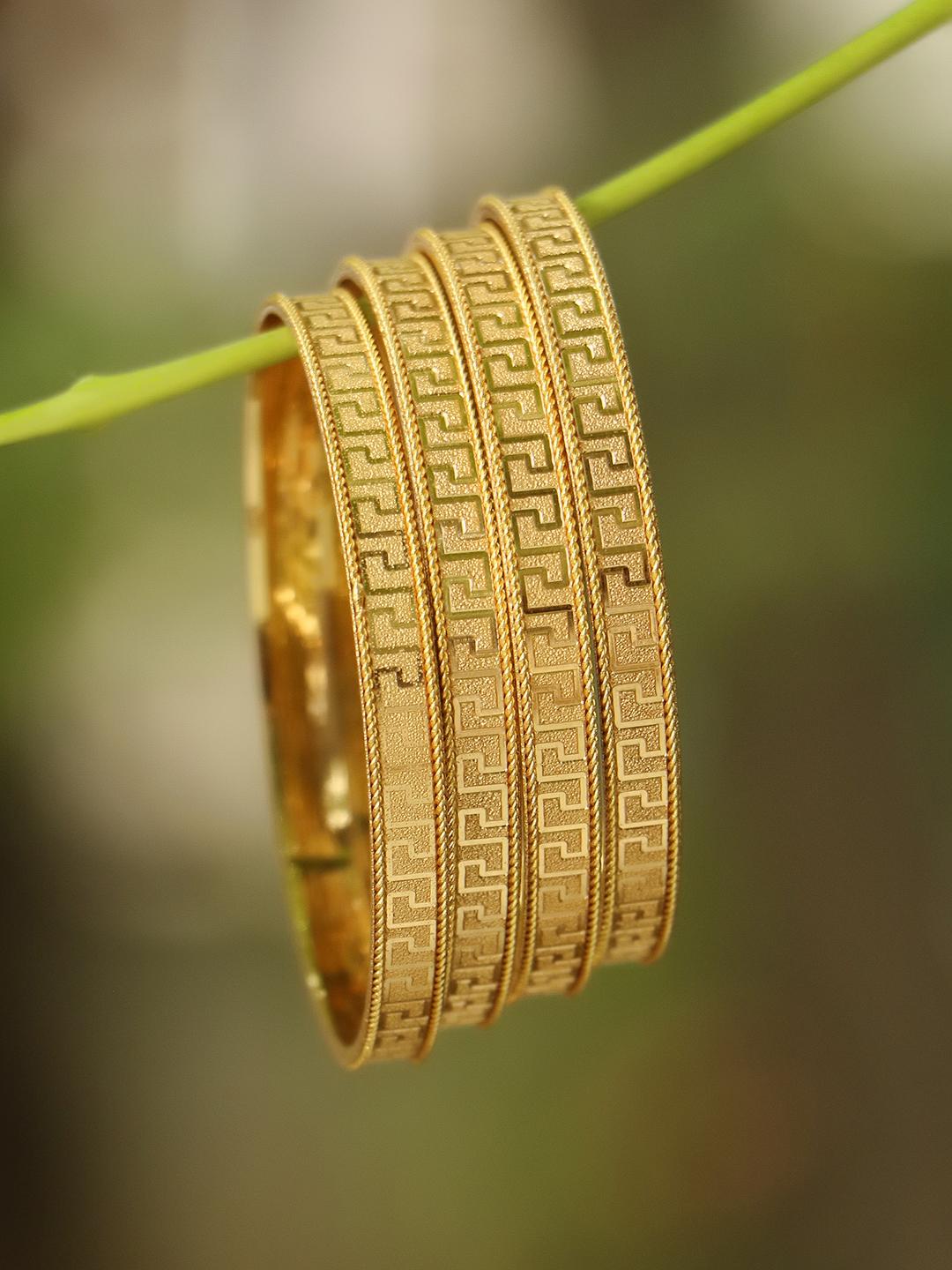 Buy Adwitiya Collection Set Of 4 24CT Gold Plated Bangles - Bangle for ...