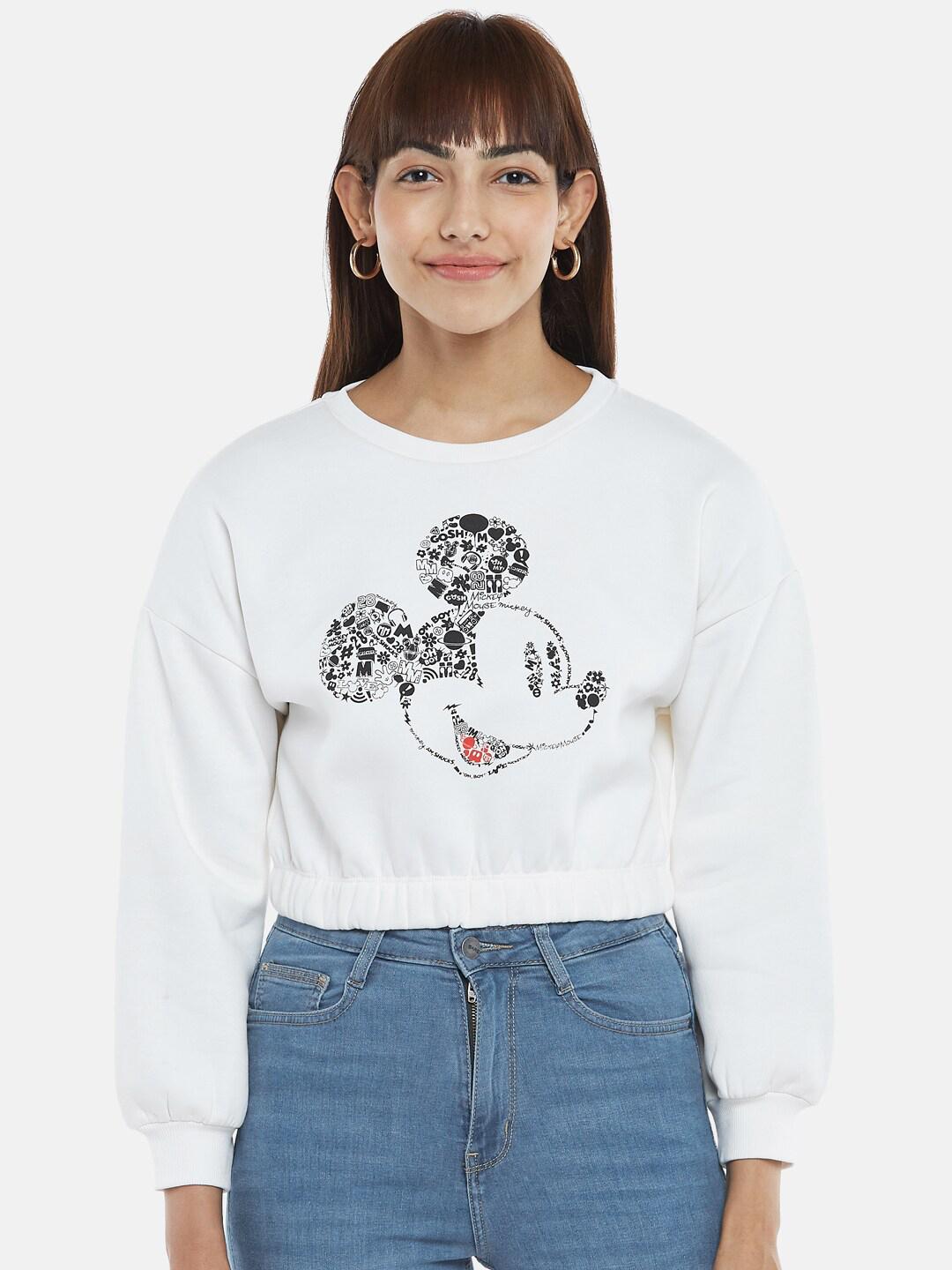 Buy Honey By Pantaloons Women Off White Mickey Mouse Printed Sweatshirt ...