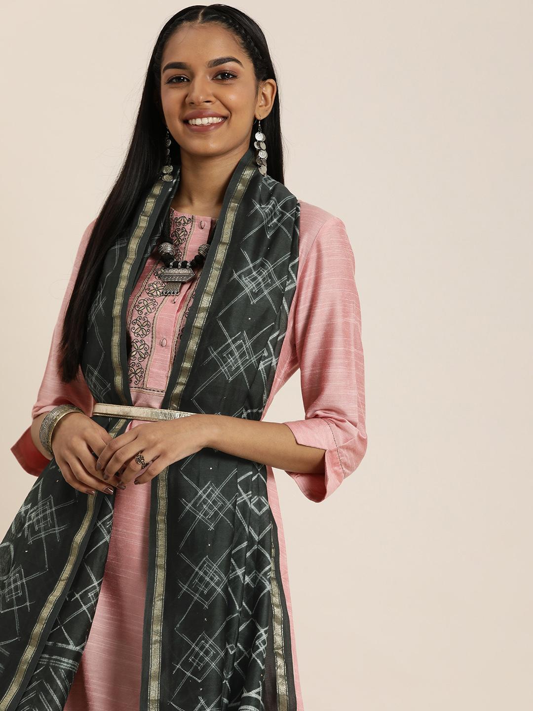 Buy Taavi Geometric Printed Mukaish Dupatta - Dupatta for Women ...