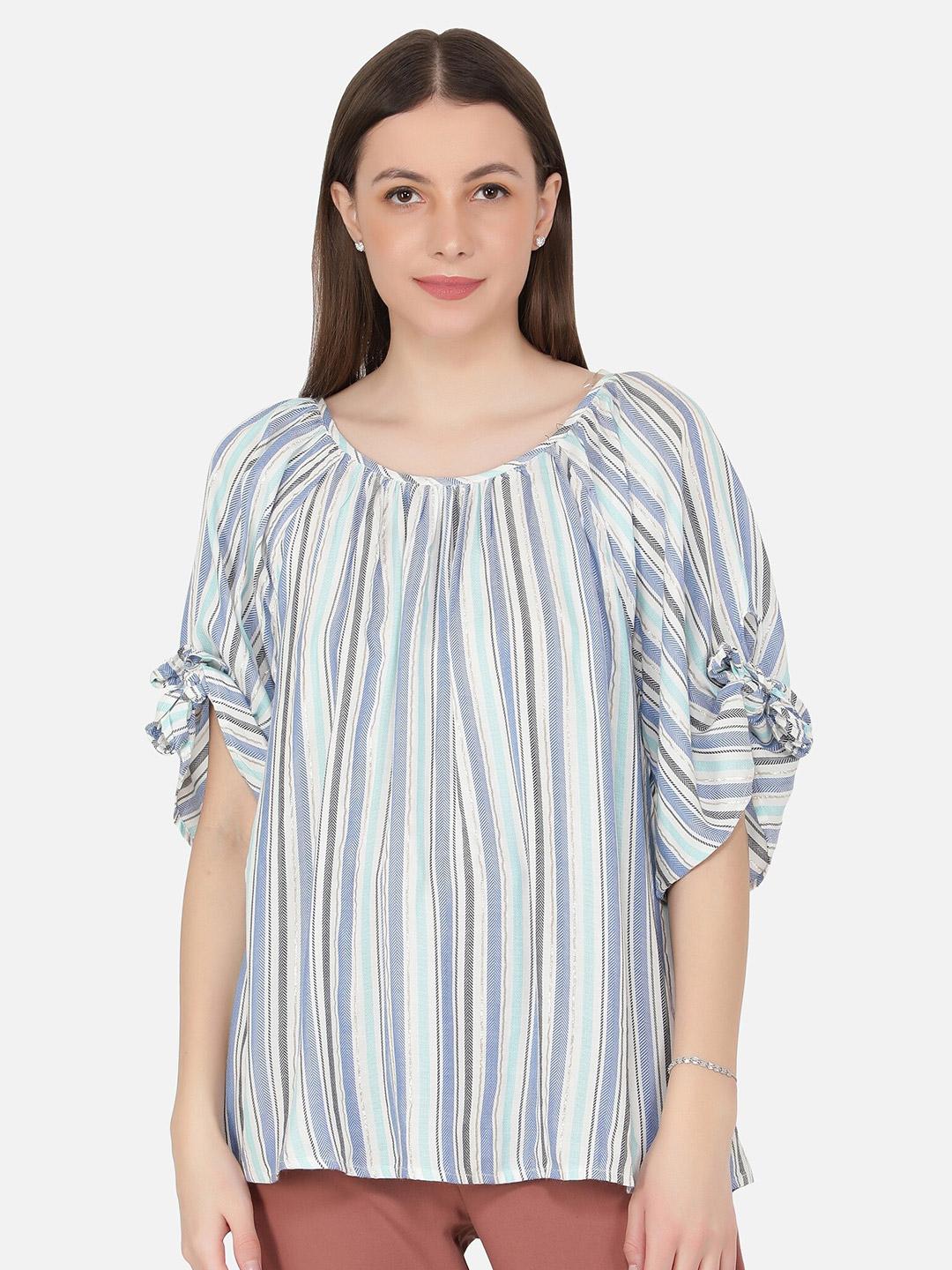 Buy NUEVOSDAMAS Women Grey Striped Top - Tops for Women 20154150 | Myntra