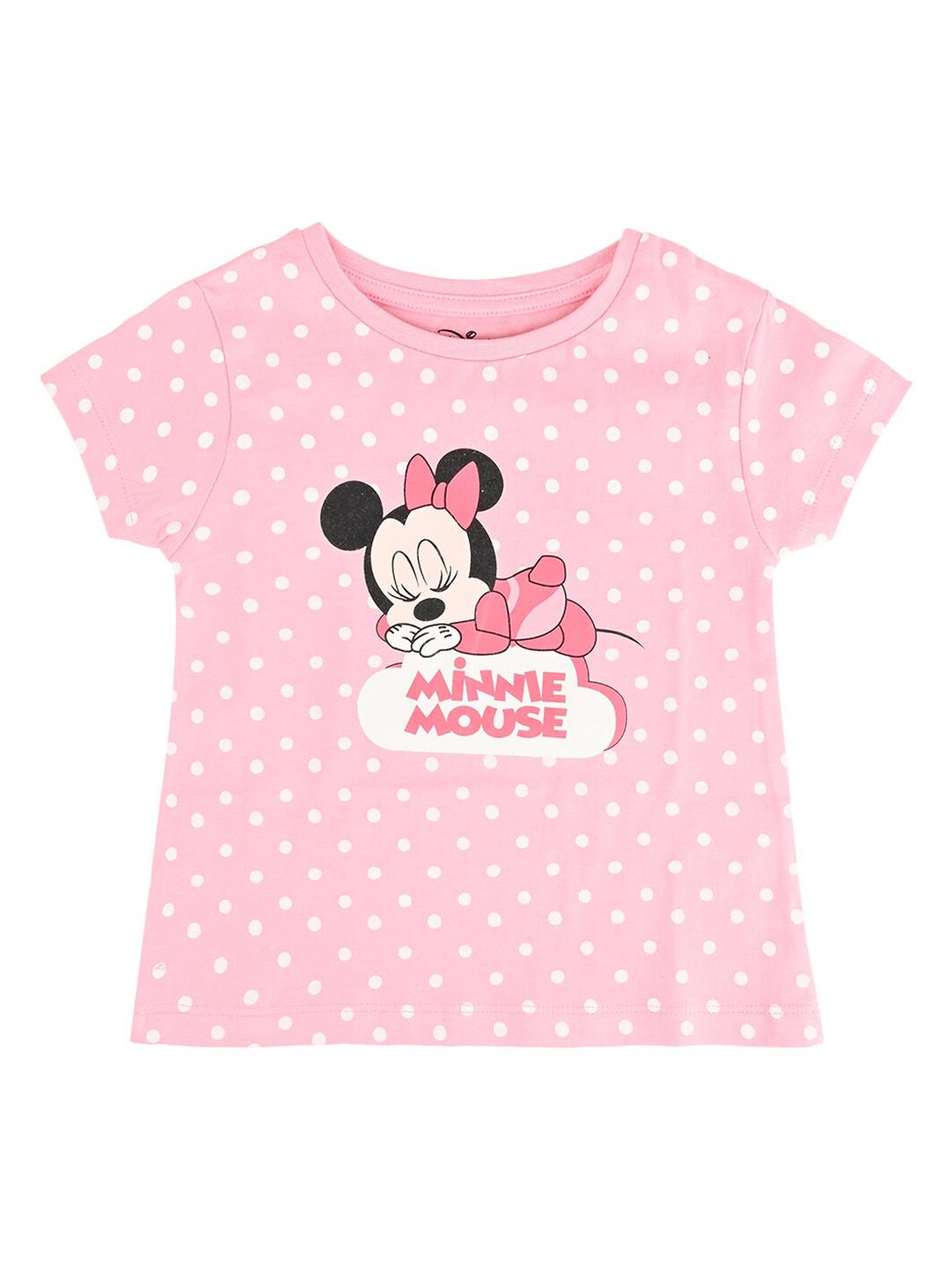 Buy Disney Girls Minnie Mouse Printed Bio Finish Applique Cotton T ...