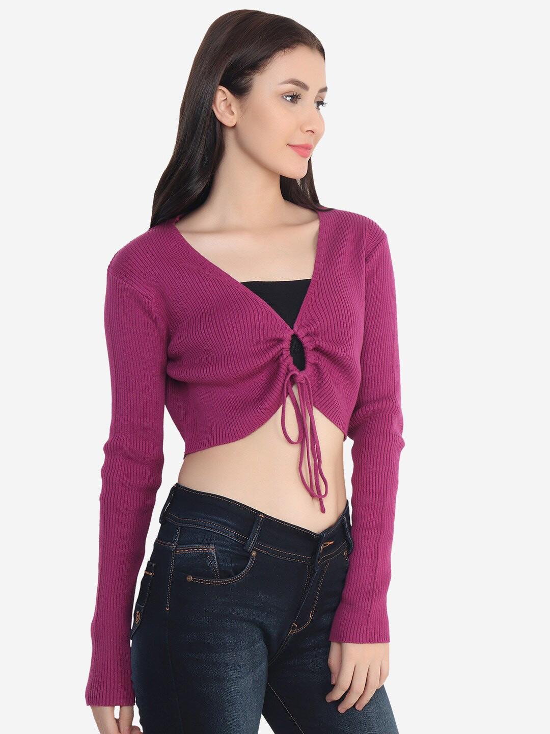 Buy JoE Hazel Women Purple Drawstring Crop Top - Tops for Women ...