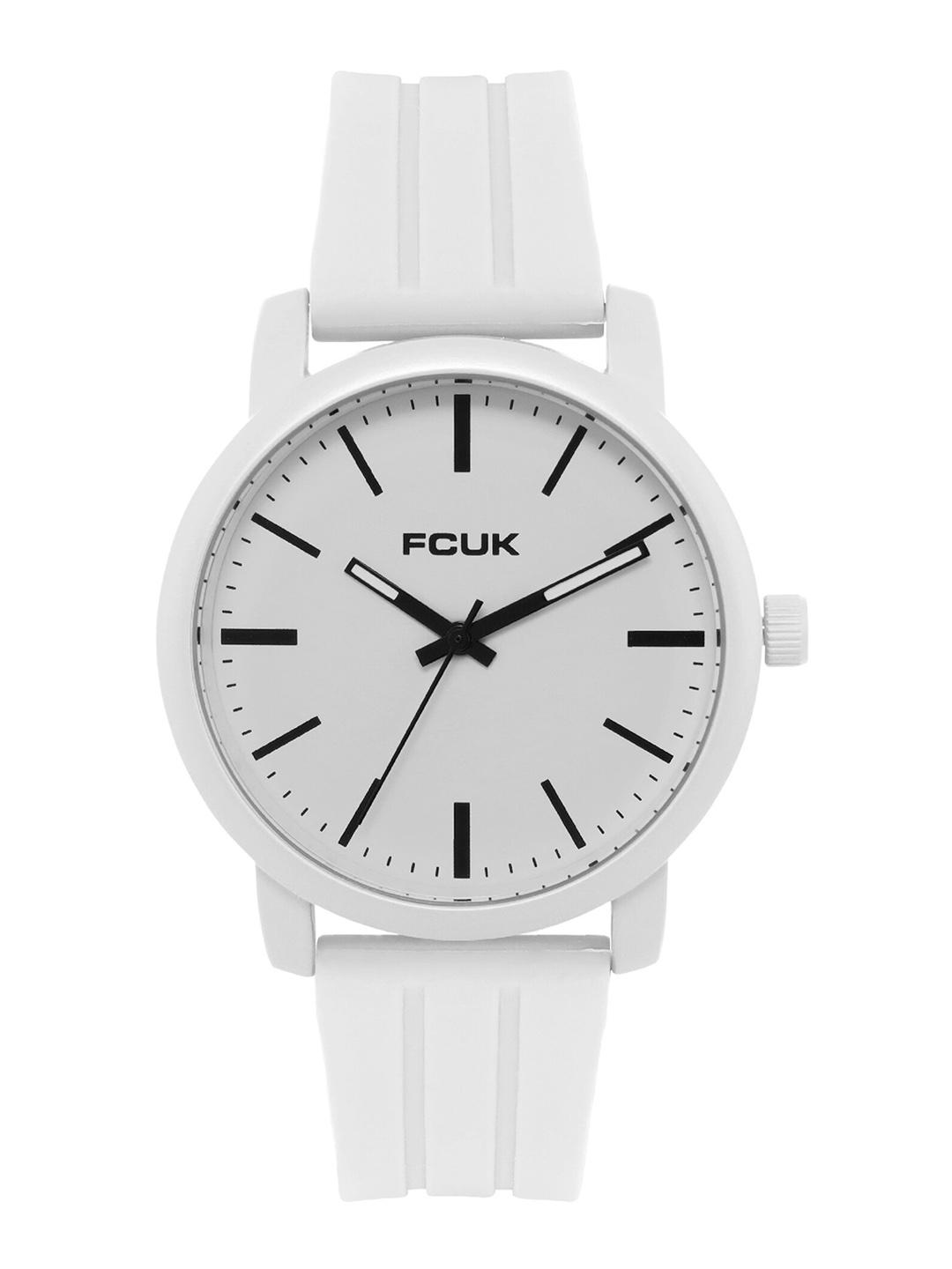Buy FCUK Men White Dial & White Straps Analogue Watch - Watches for Men ...