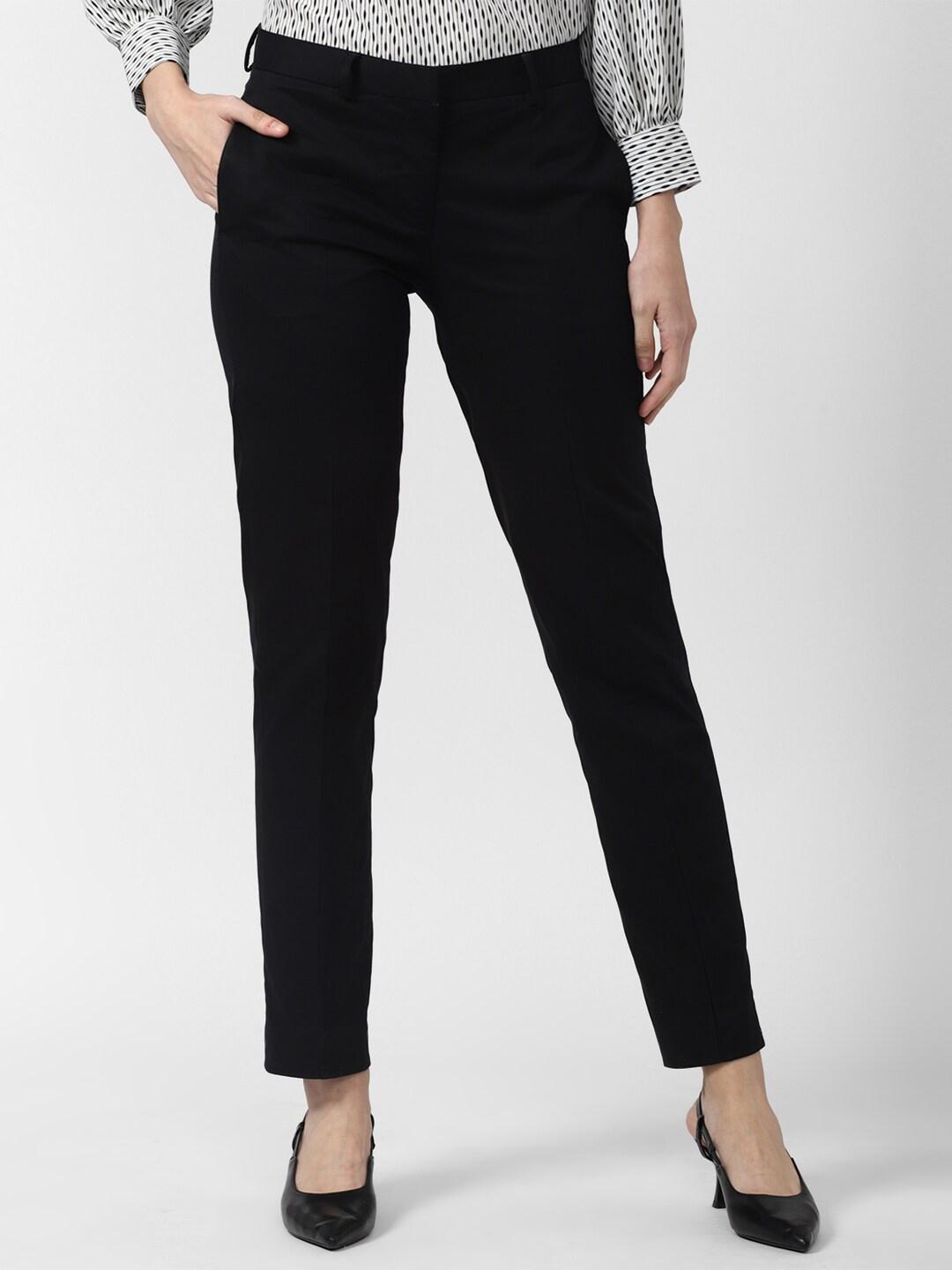 Buy Van Heusen Woman Solid Black Trousers - Trousers for Women 20216752 ...