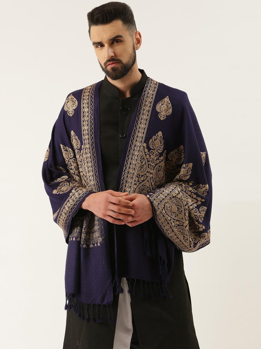 Buy Pashmoda Men Ethnic Motif Embroidered Shawl - Shawl for Men ...