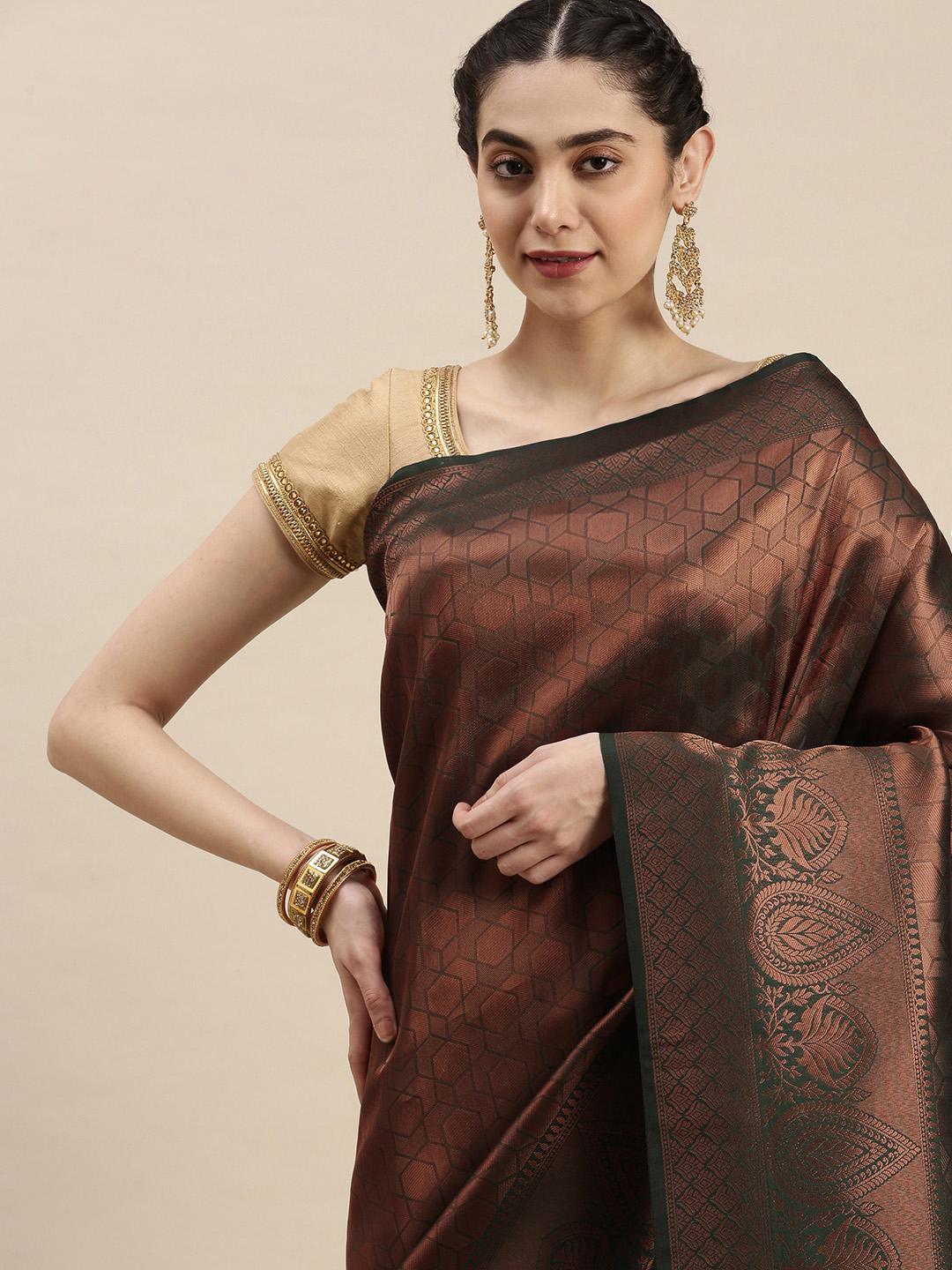 Buy Pothys Green Ethnic Design Art Silk Banarasi Saree - Sarees for ...