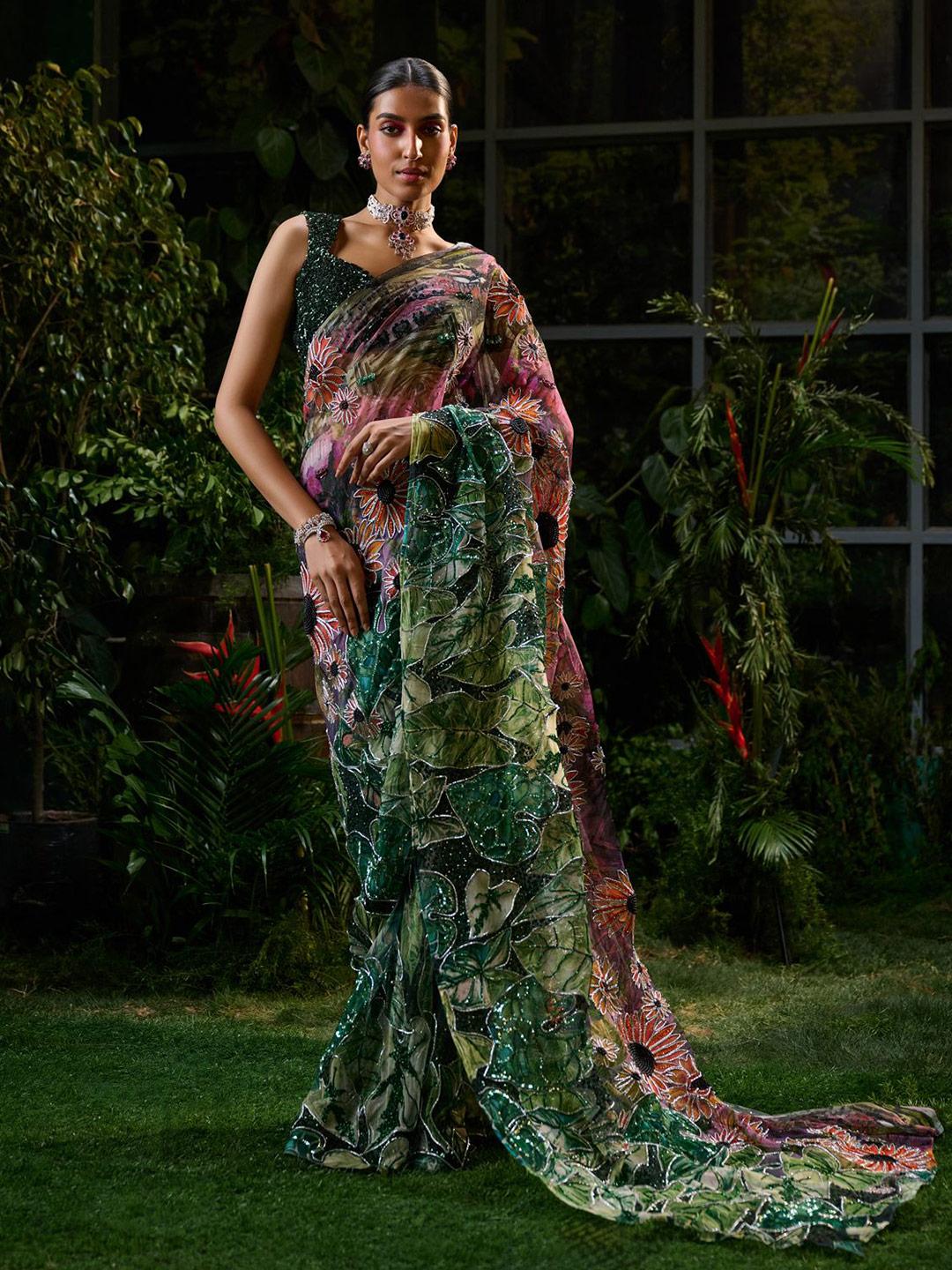 Buy Payal & Zinal Floral Embroidered Saree - Sarees for Women 30530248 ...