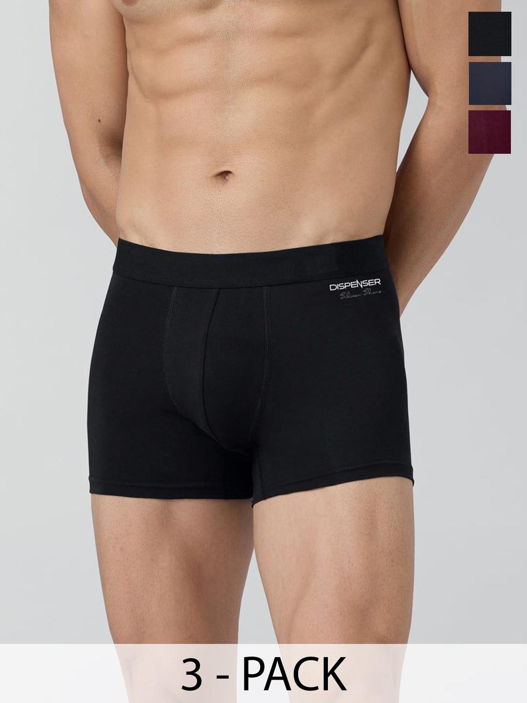 Buy DISPENSER Pack Of 3 Mid Rise Trunks P1 TRUNK GREY BLACK WINE L Grey ...