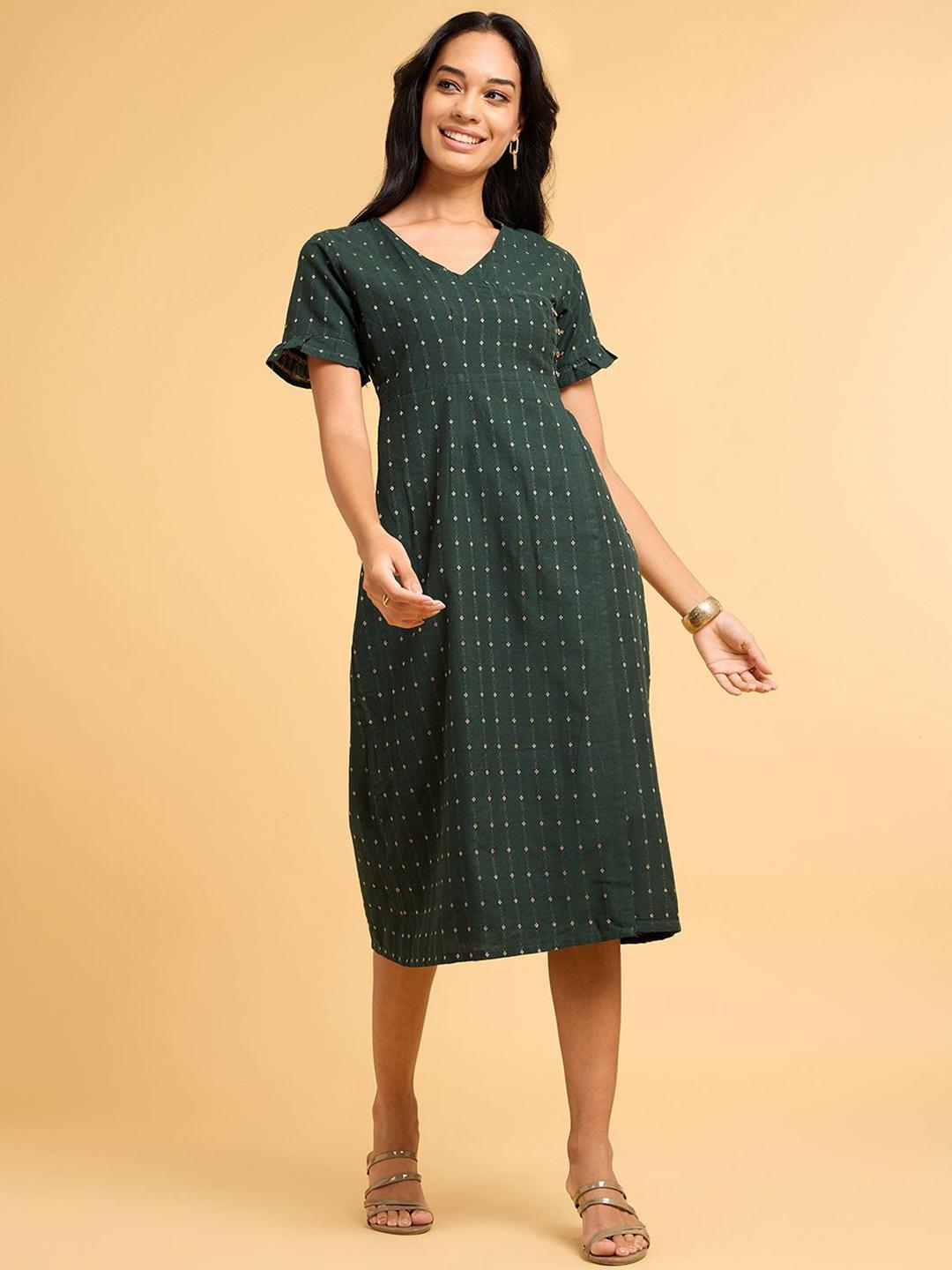 Buy Saaki Polka Dot Printed Empire Midi Dress - Dresses for Women ...
