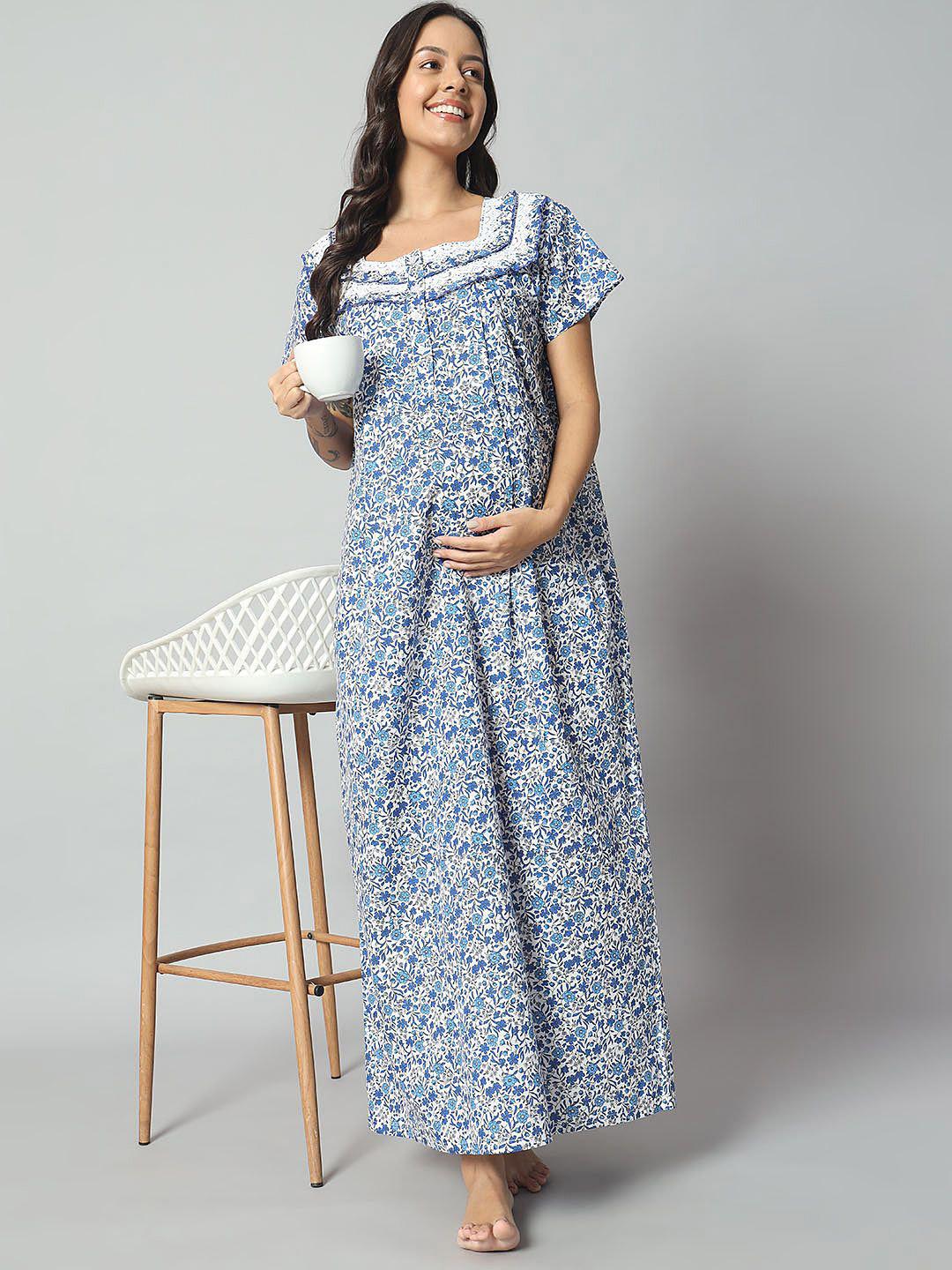 Buy SEPHANI Ethnic Motifs Printed Square Neck Pure Cotton Maxi ...