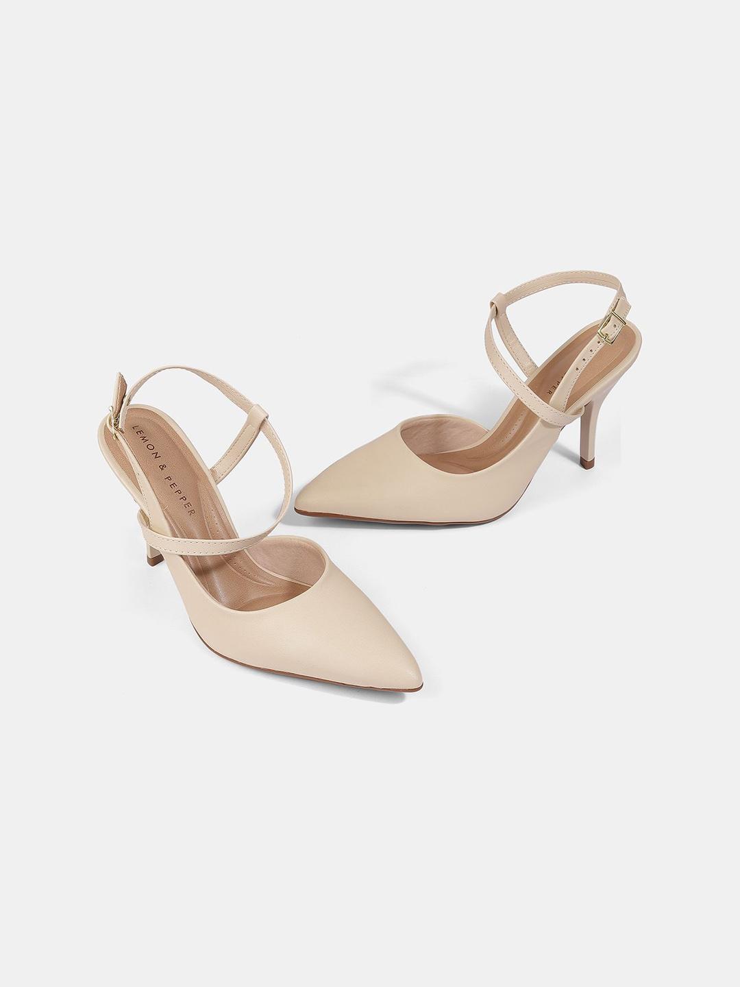 Buy LEMON & PEPPER Women Pointed Toe Slim Heeled Sandals - Heels for ...