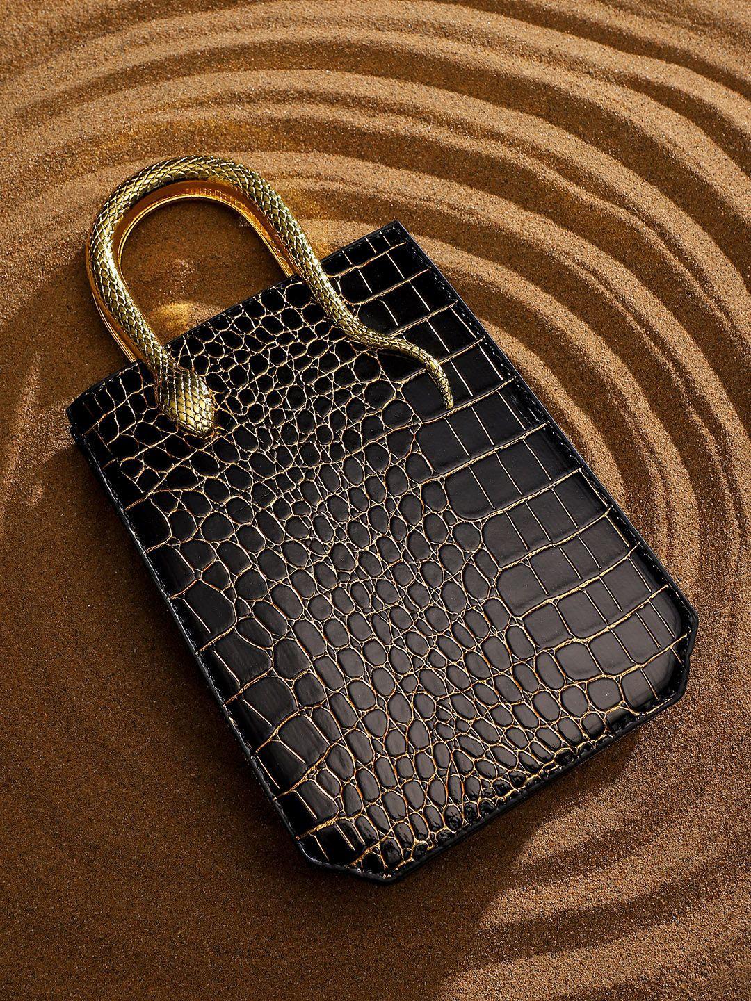 Buy HAUTE SAUCE Animal Textured Leather Structured Handheld Bag With ...