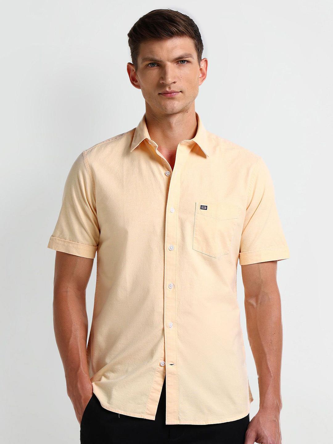 Buy Arrow Men Classic Spread Collar Solid Cotton Casual Shirt - Shirts ...