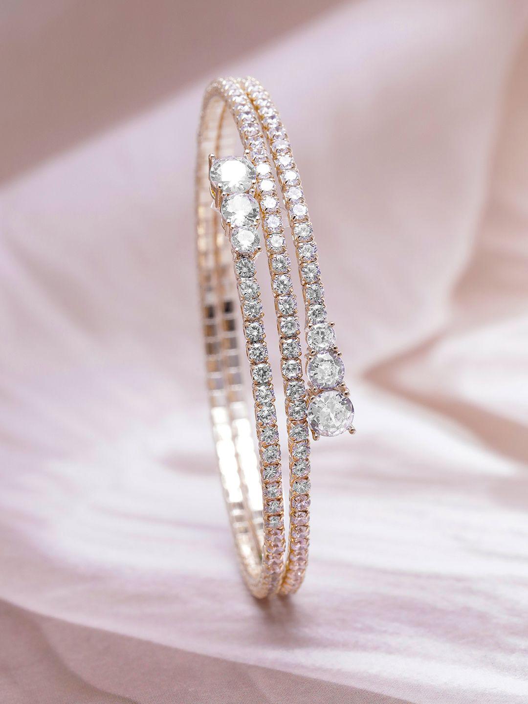 Buy Rubans Gold Plated American Diamond Bangle Style Bracelet ...