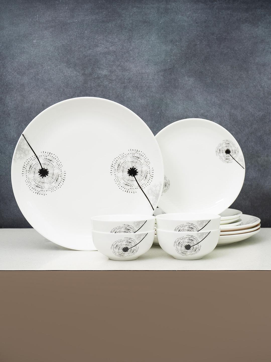 Buy CLAY CRAFT Urmi Eco2 White Floral Ceramic Microwave Safe 12 Piece ...