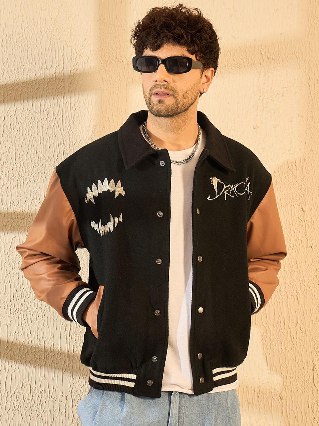 Buy FUGAZEE Men Woollen Varsity Jacket With Embroidered - Jackets for ...