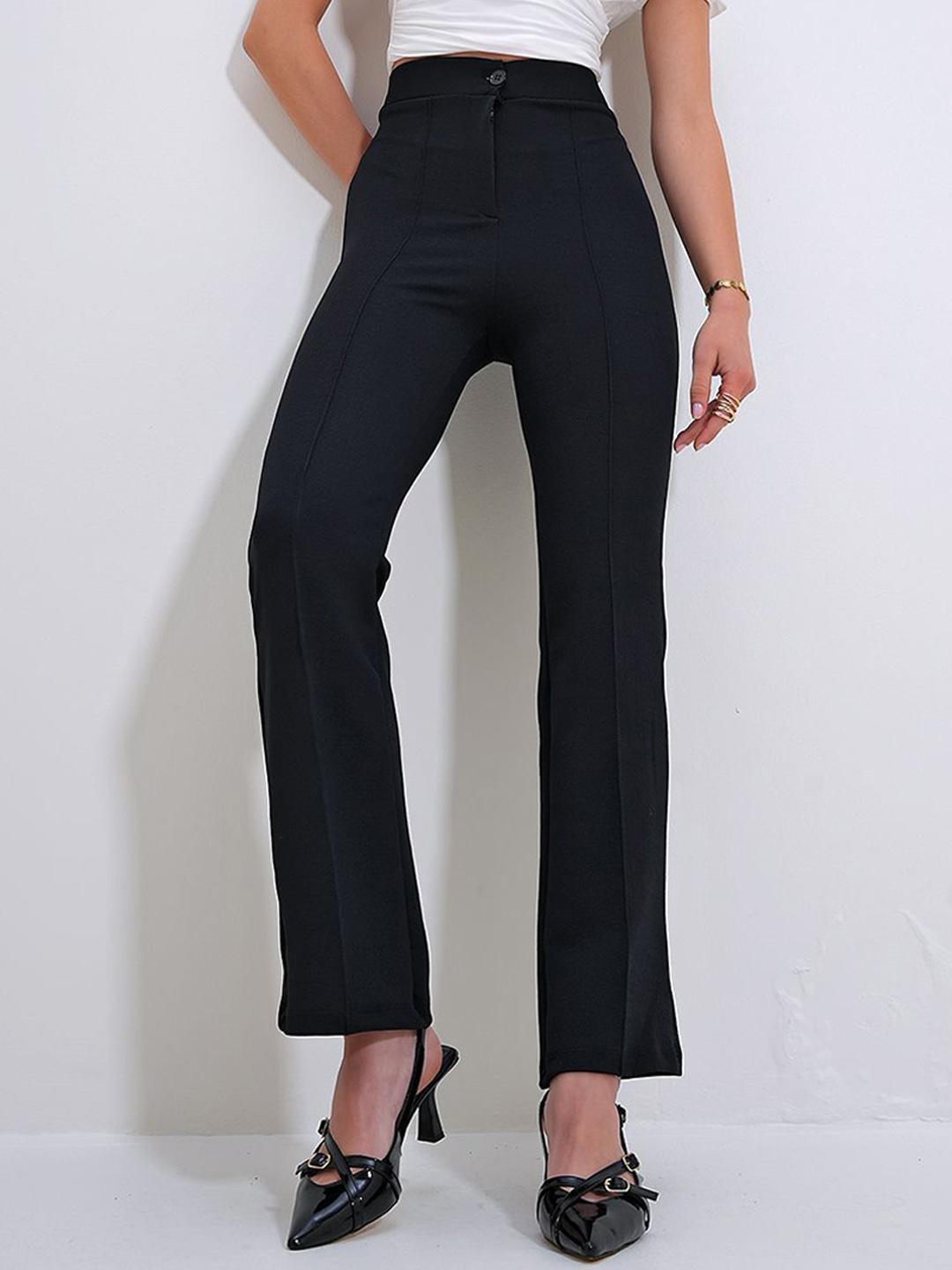 Buy Trend Alacati Stili Women Formal Bootcut Trousers - Trousers for ...