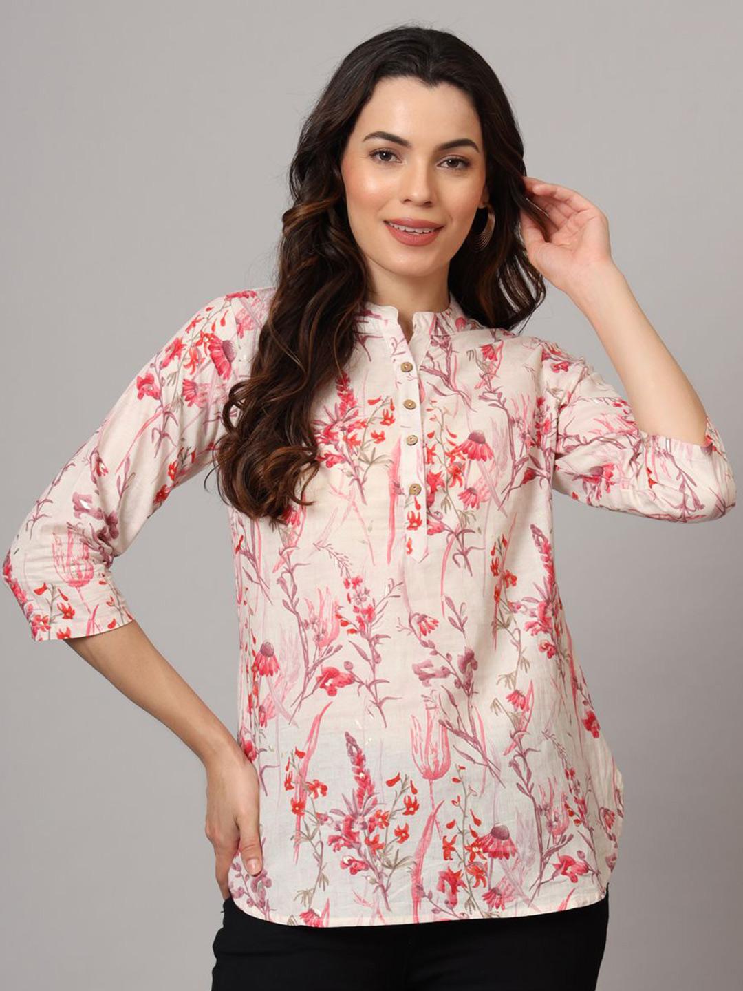 Buy Anouk Rustic Mandarin Collar Printed Tunic - Tunics for Women ...