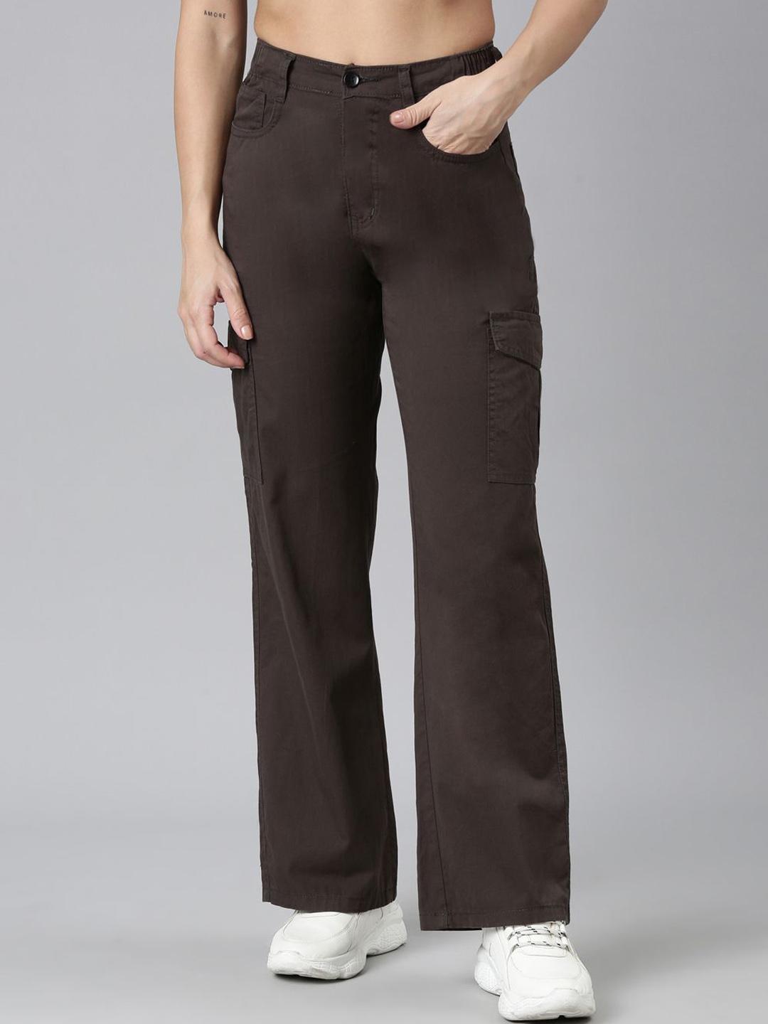 Buy ZHEIA Women Straight Fit High Rise Cargos Trousers - Trousers for ...