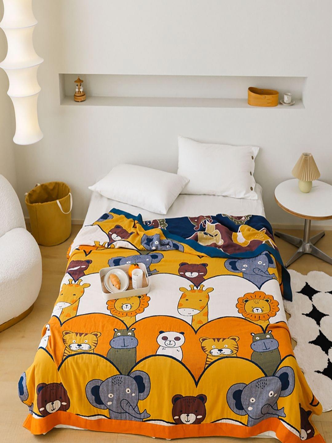 Buy JC HOME White Cartoon Characters Printed Pure Cotton AC Room 350 ...