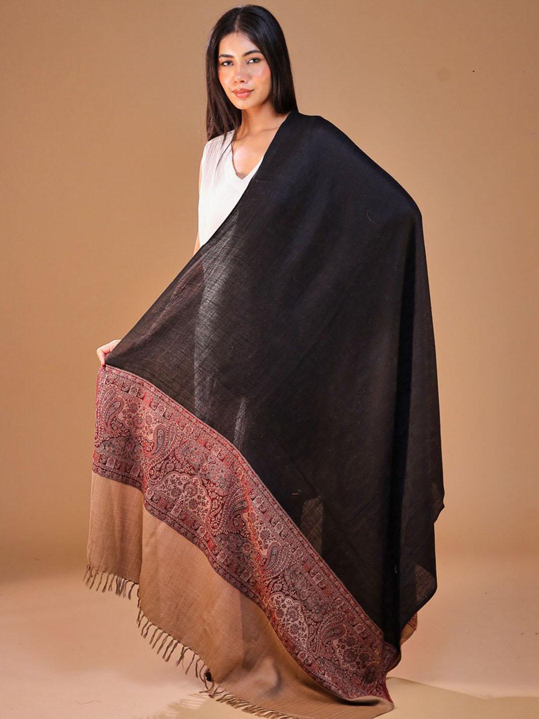 Buy SWI Stylish Ethnic Motifs Woven Design Pure Woollen Shawl - Shawl ...