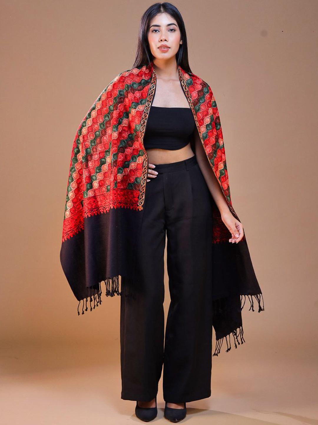 Buy SWI Stylish Floral Aari Embroidered Shawl - Shawl for Women ...