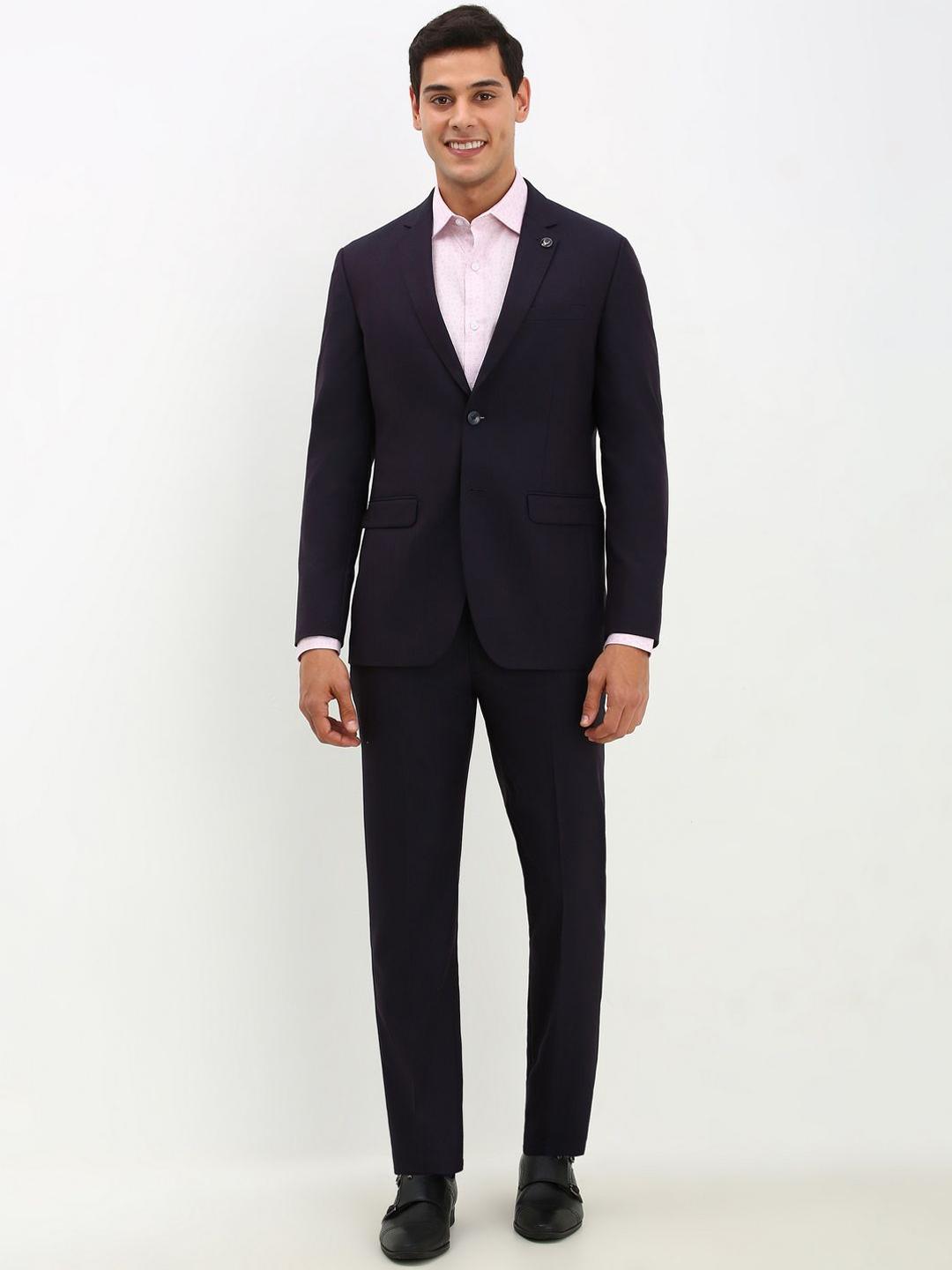 Buy Allen Solly Men Slim Fit Single Breasted Two Piece Formal Suit ...