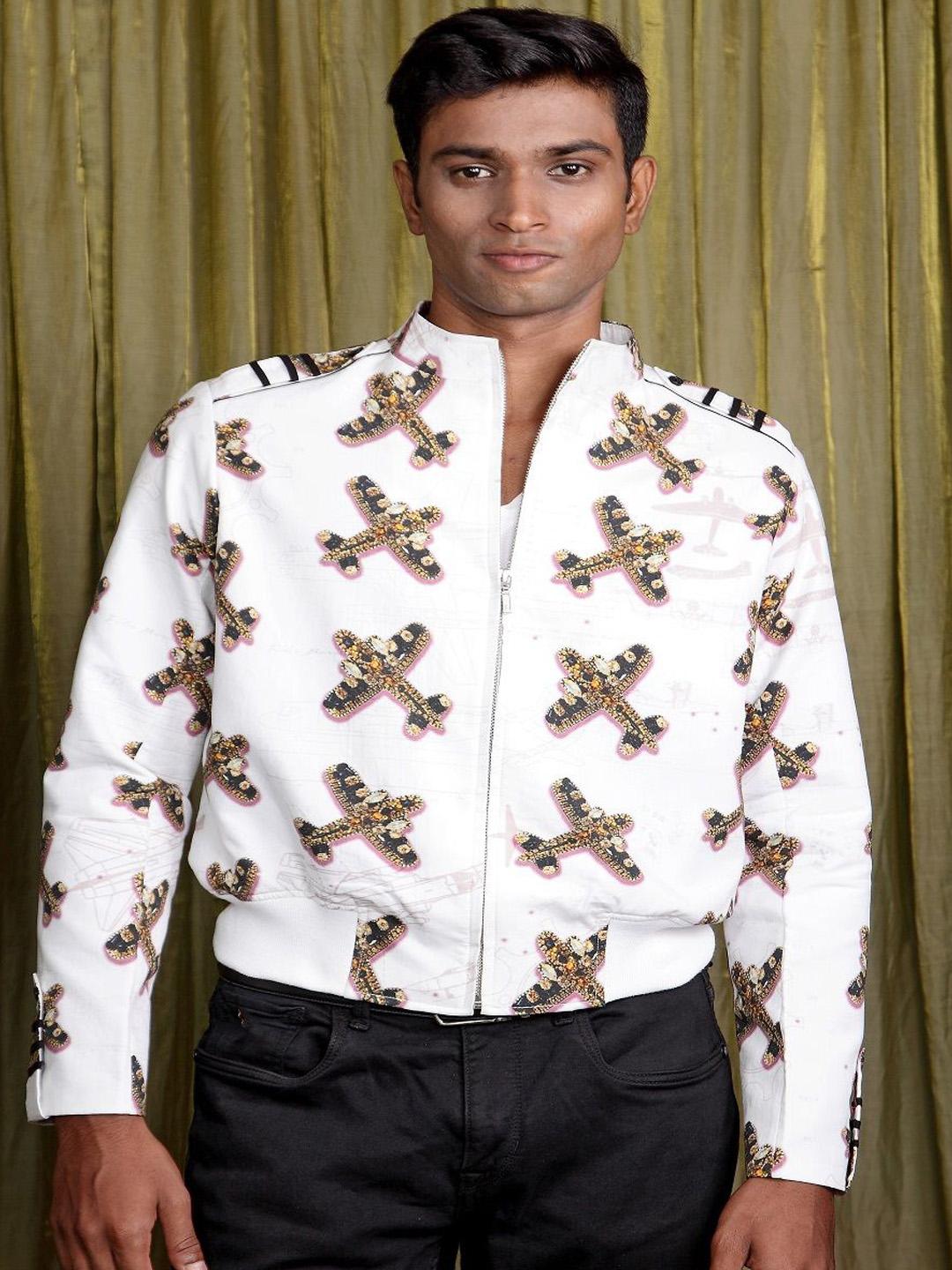 Buy Felix Bendish Men Floral Cotton Tailored Jacket With Embroidered ...