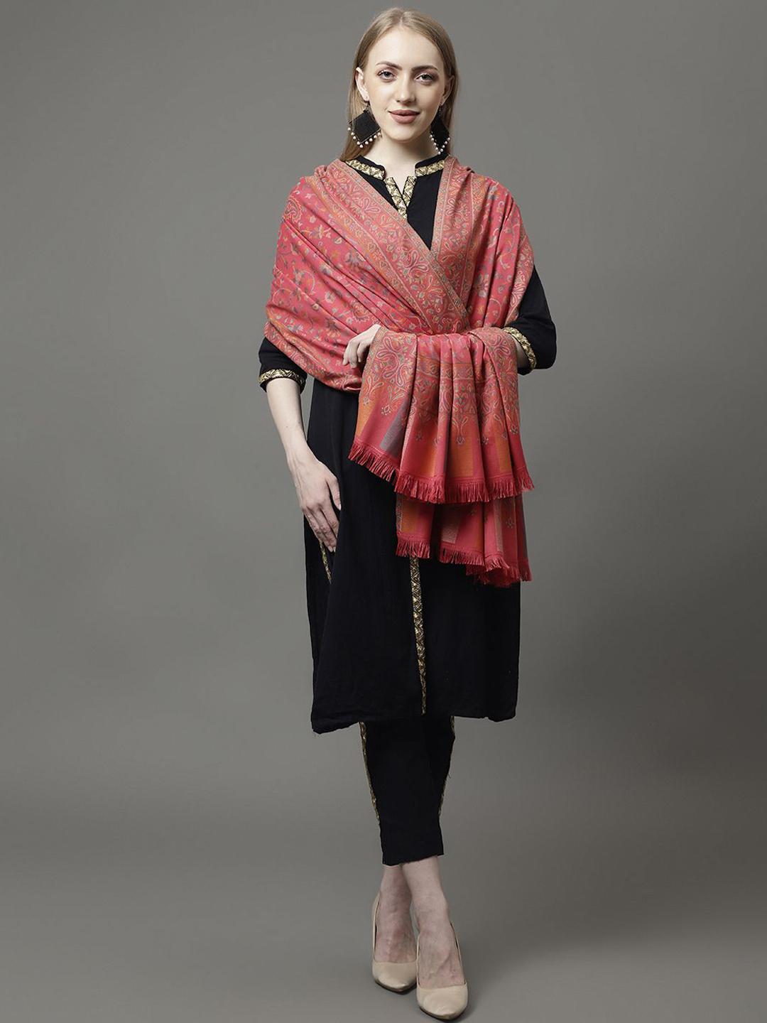 Buy WEAVERS VILLA Women Kani Woven Ethnic Motifs Kalamkari Winter Shawl ...