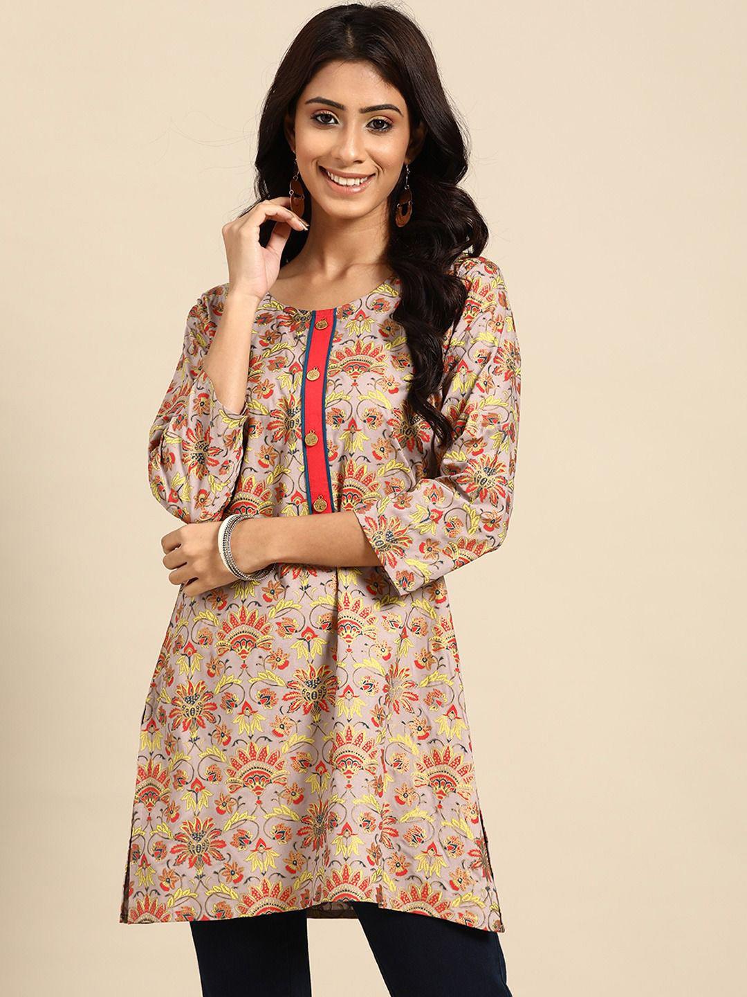 Buy Anouk Floral Printed Pure Cotton Short Kurti - Kurtis for Women ...